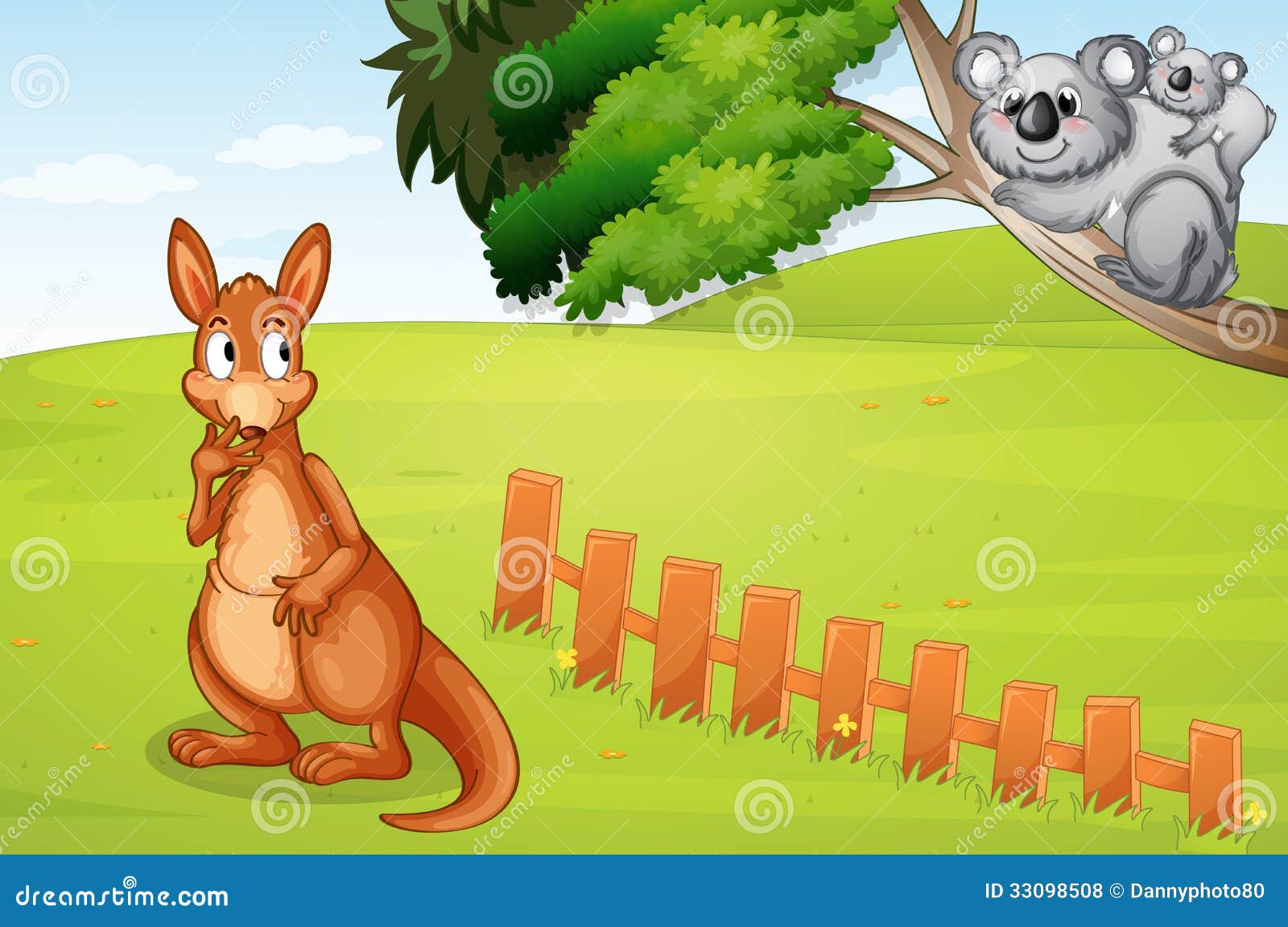 A kangaroo and bears stock vector. Illustration of lawn - 33098508