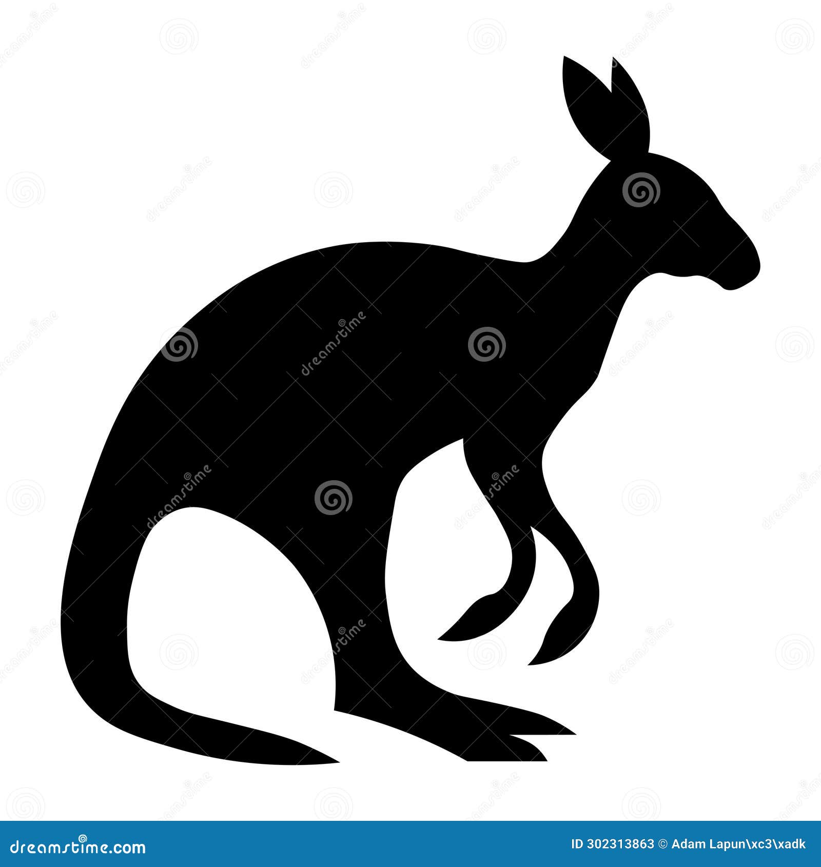 Kangaroo Black Silhouette Side View. Animals Of Australia. Marsupial ...