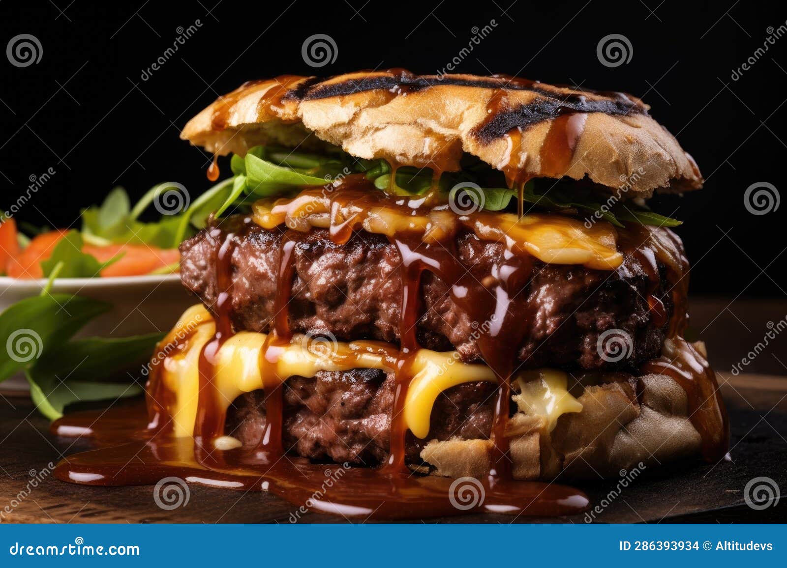 Kangaroo Burger with Cheese Slice Melting Stock Photo - Image of meat ...