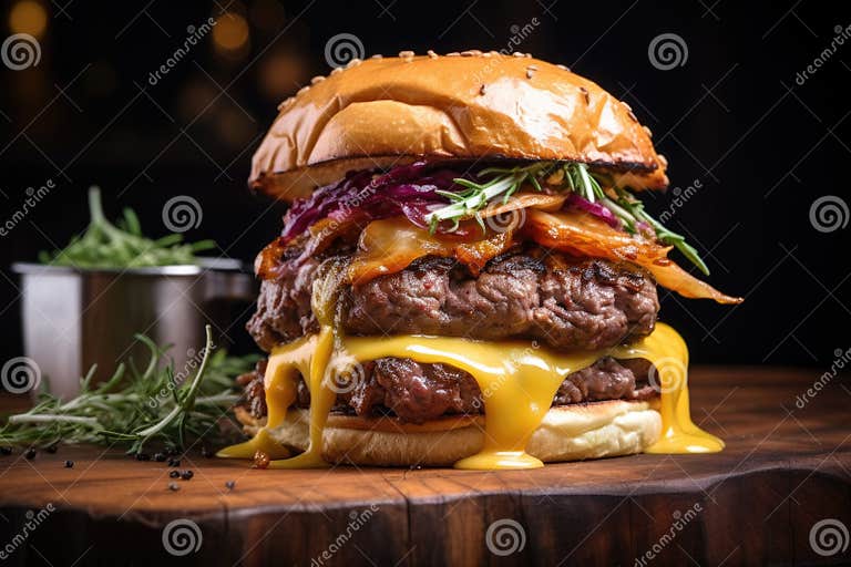 Kangaroo Burger with Cheese Slice Melting Stock Photo - Image of ...