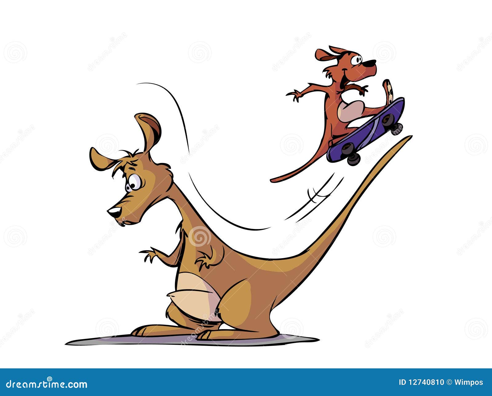 Kangaroo cartoon stock illustration. Illustration of skating - 12740810