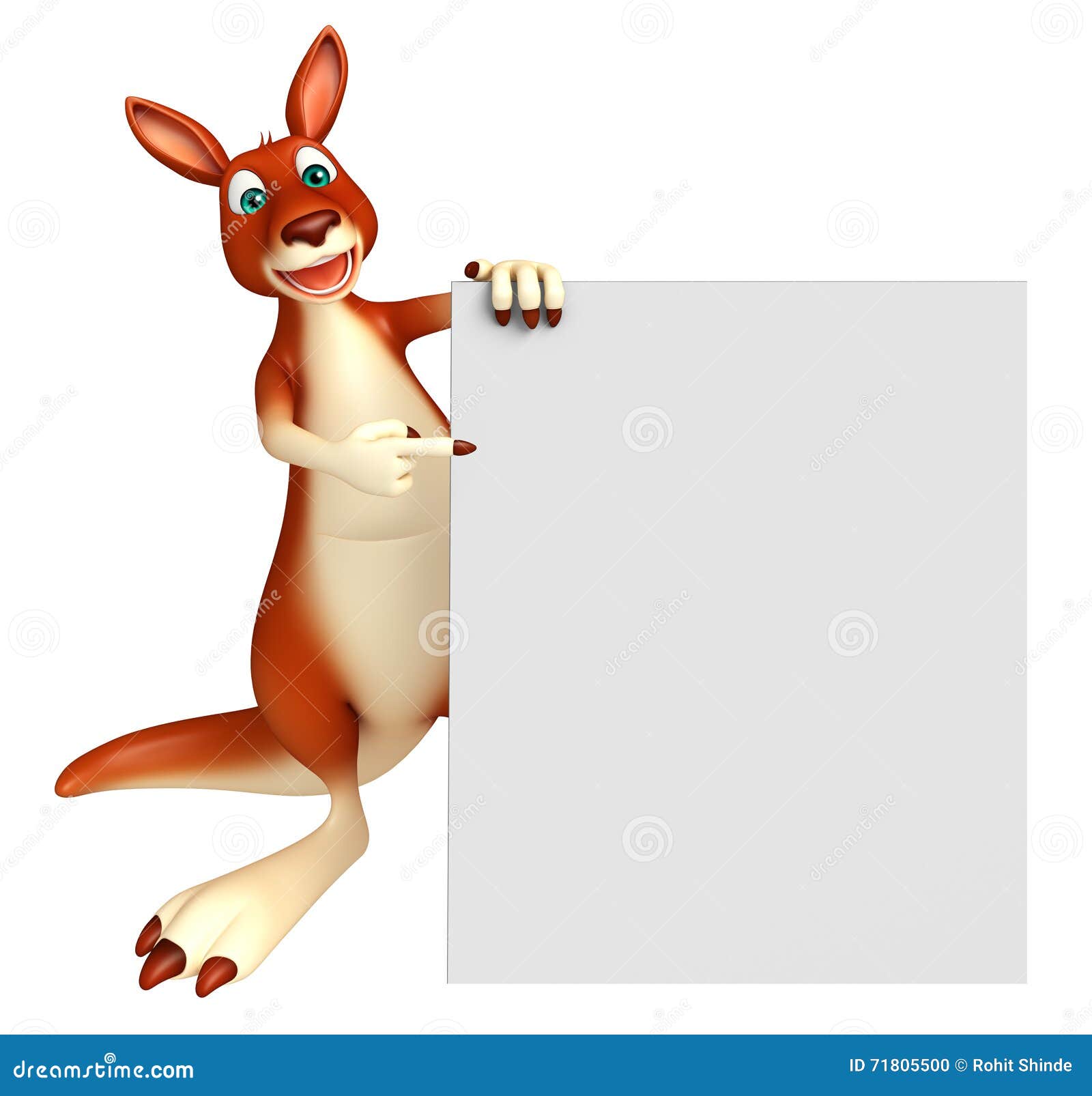 Kangaroo Cartoon Character with Board Stock Illustration - Illustration ...