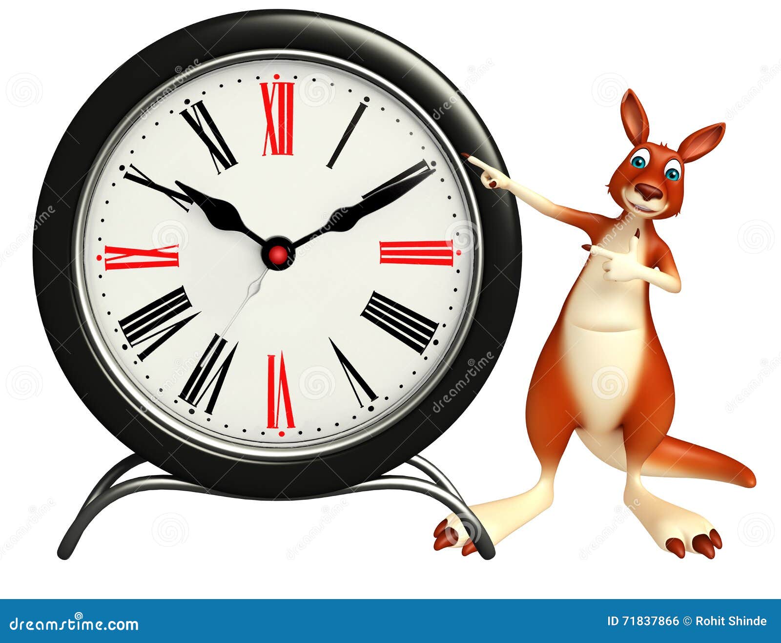 Kangaroo And Clock Cartoon Characters. Cute Amimal. Clock Illustration ...