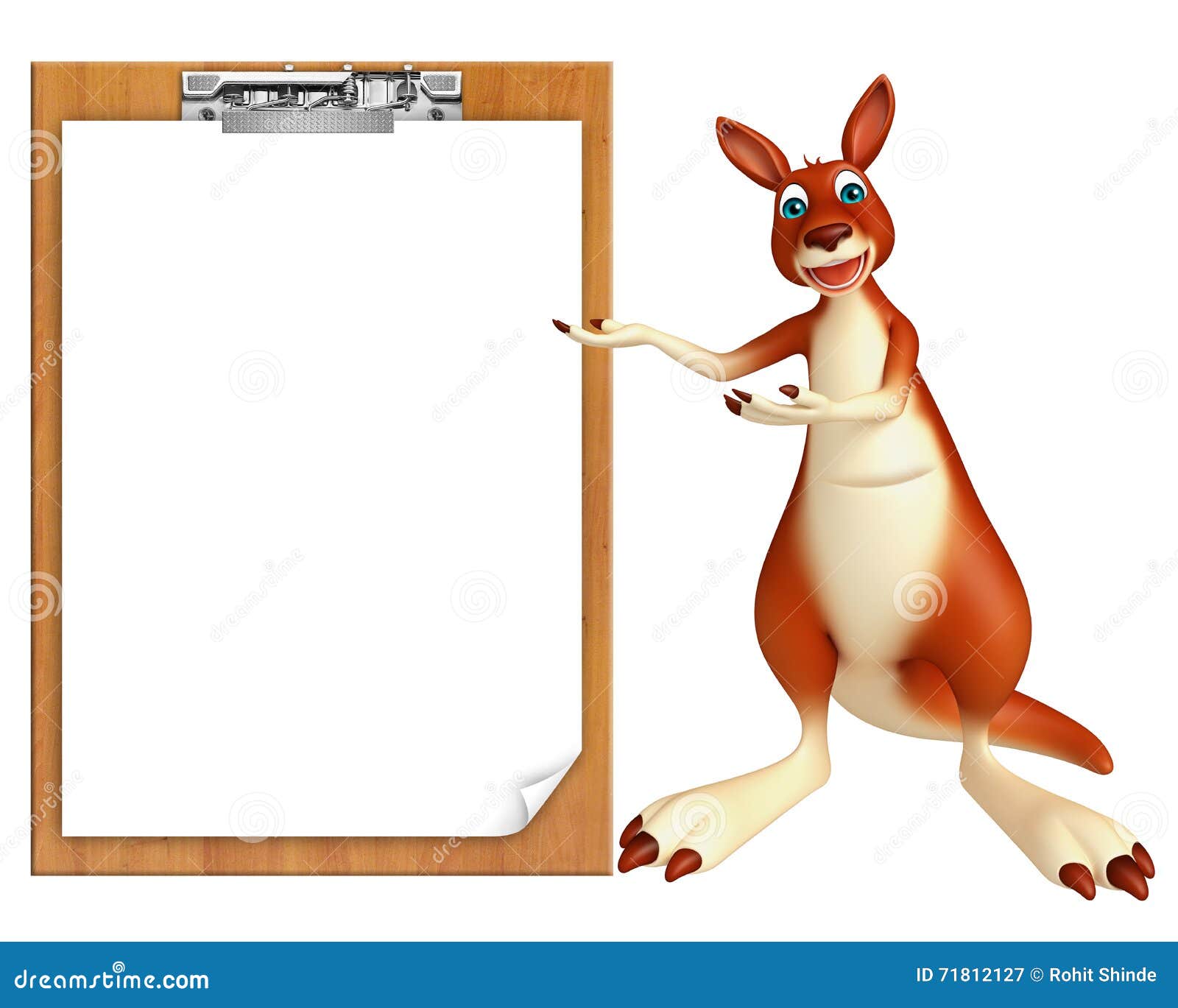 Kangaroo Cartoon Character with Exam Pad Stock Illustration ...
