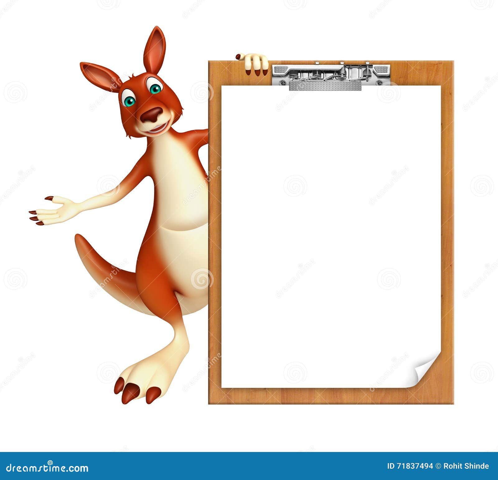Kangaroo Cartoon Character with Exam Pad Stock Illustration ...