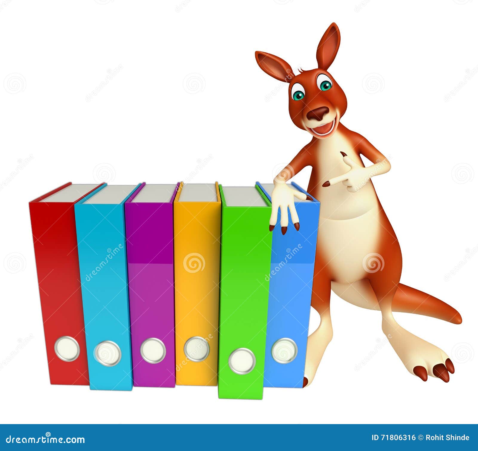 Kangaroo Cartoon Character with Files Stock Illustration - Illustration ...
