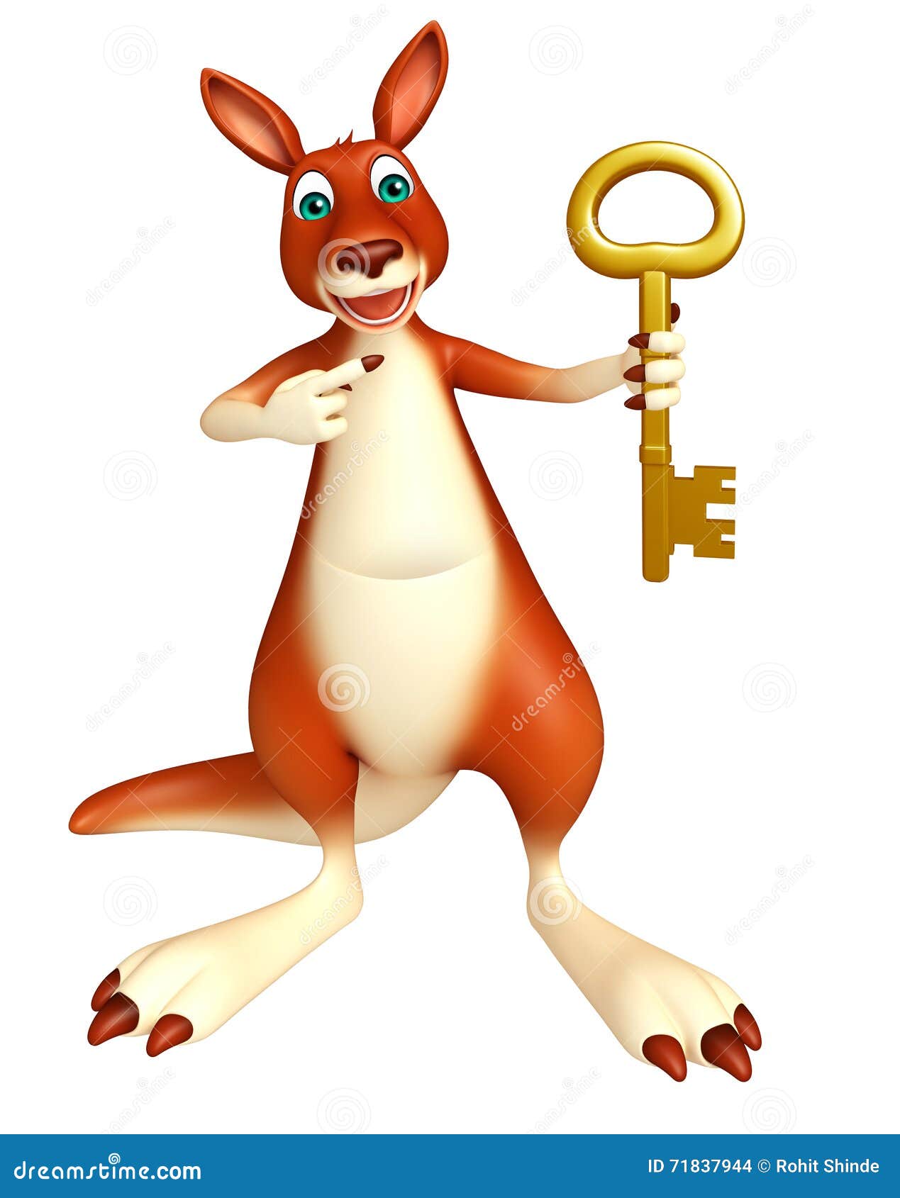 Kangaroo Cartoon Character with Key Stock Illustration - Illustration ...