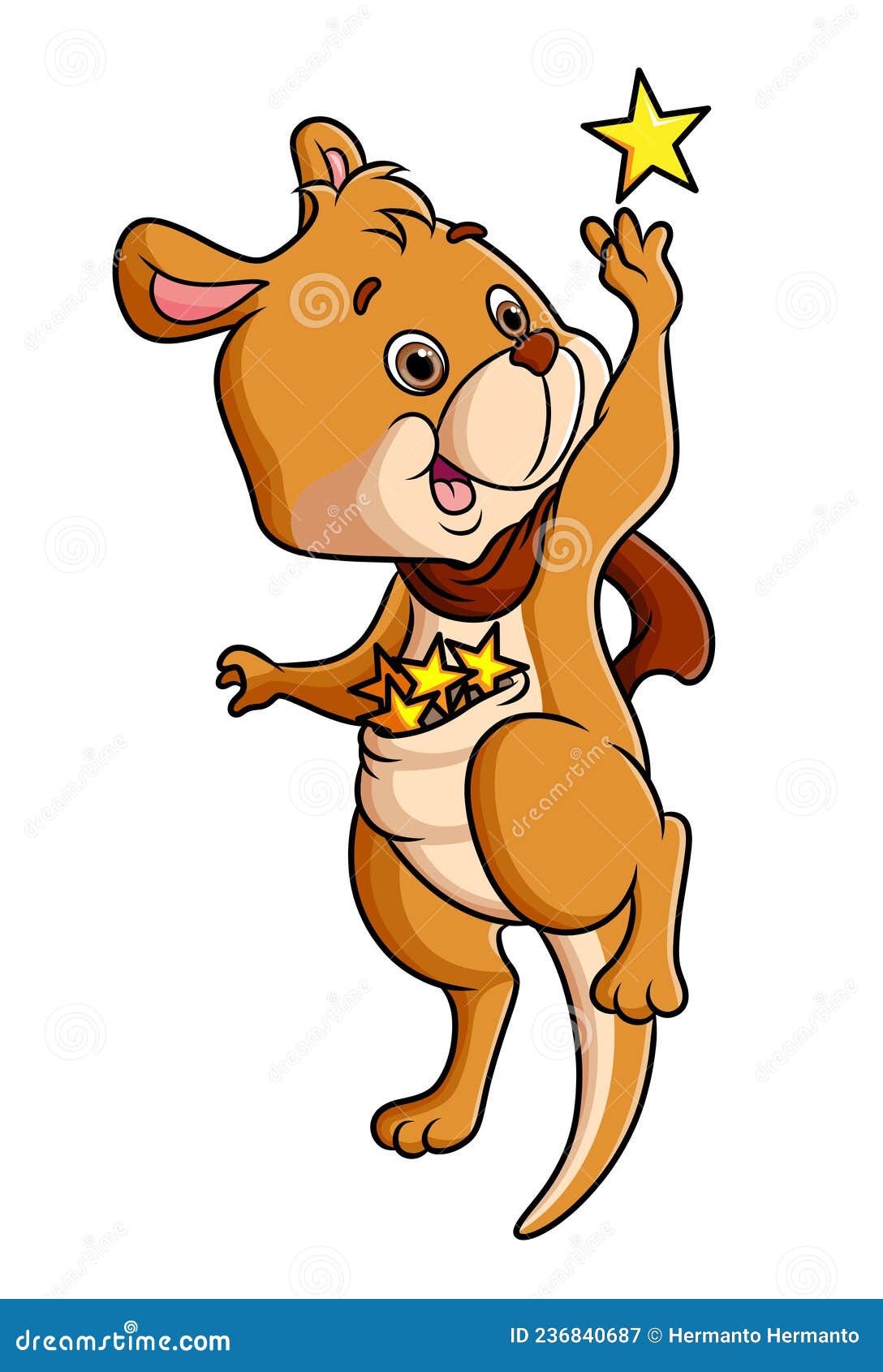 Kangaroo Star Logo Simple Love Outline Mascot Vector Illustration ...