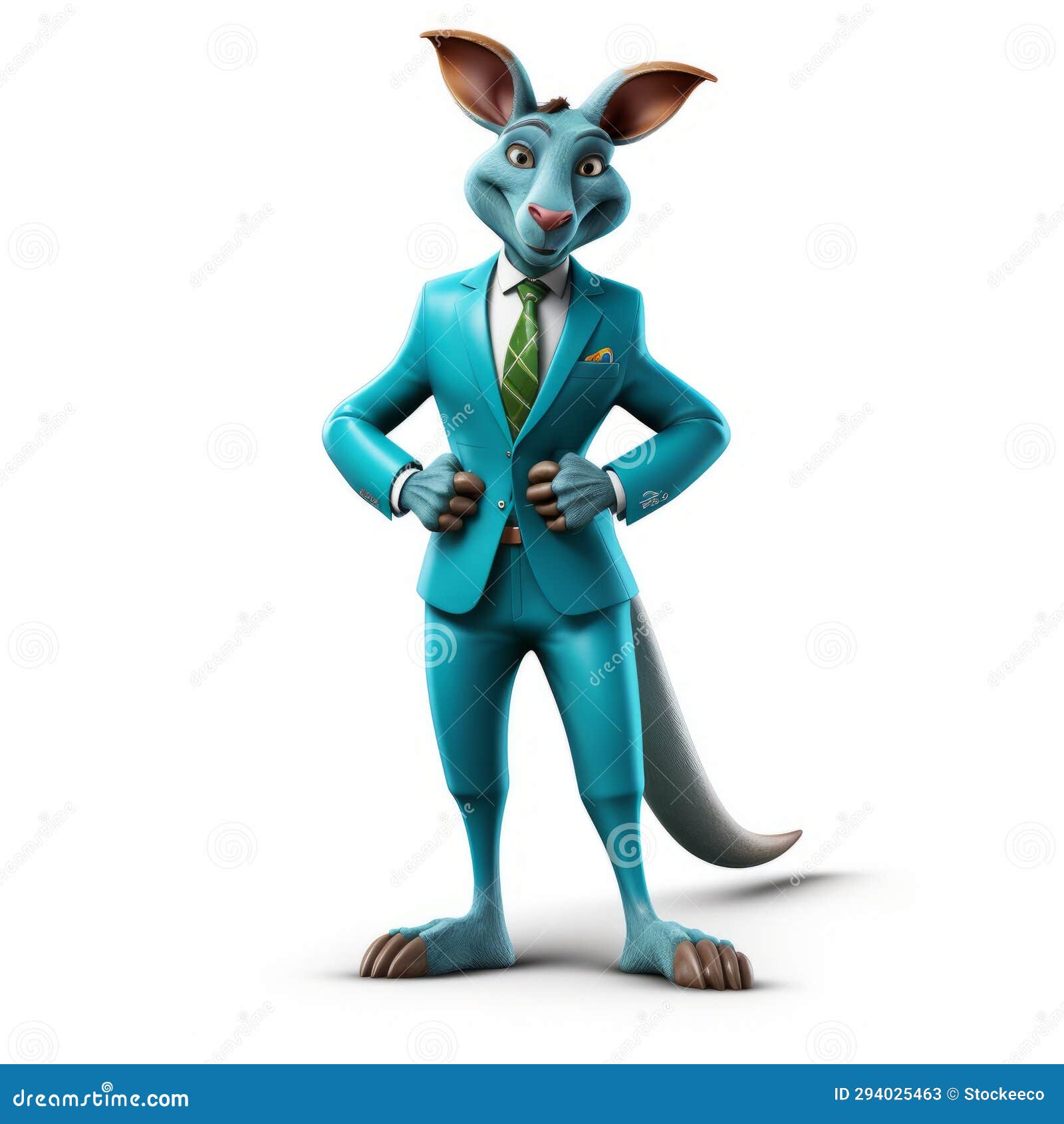 Vibrant Blue Cartoon Kangaroo In A Stylish Suit Royalty-Free Stock ...