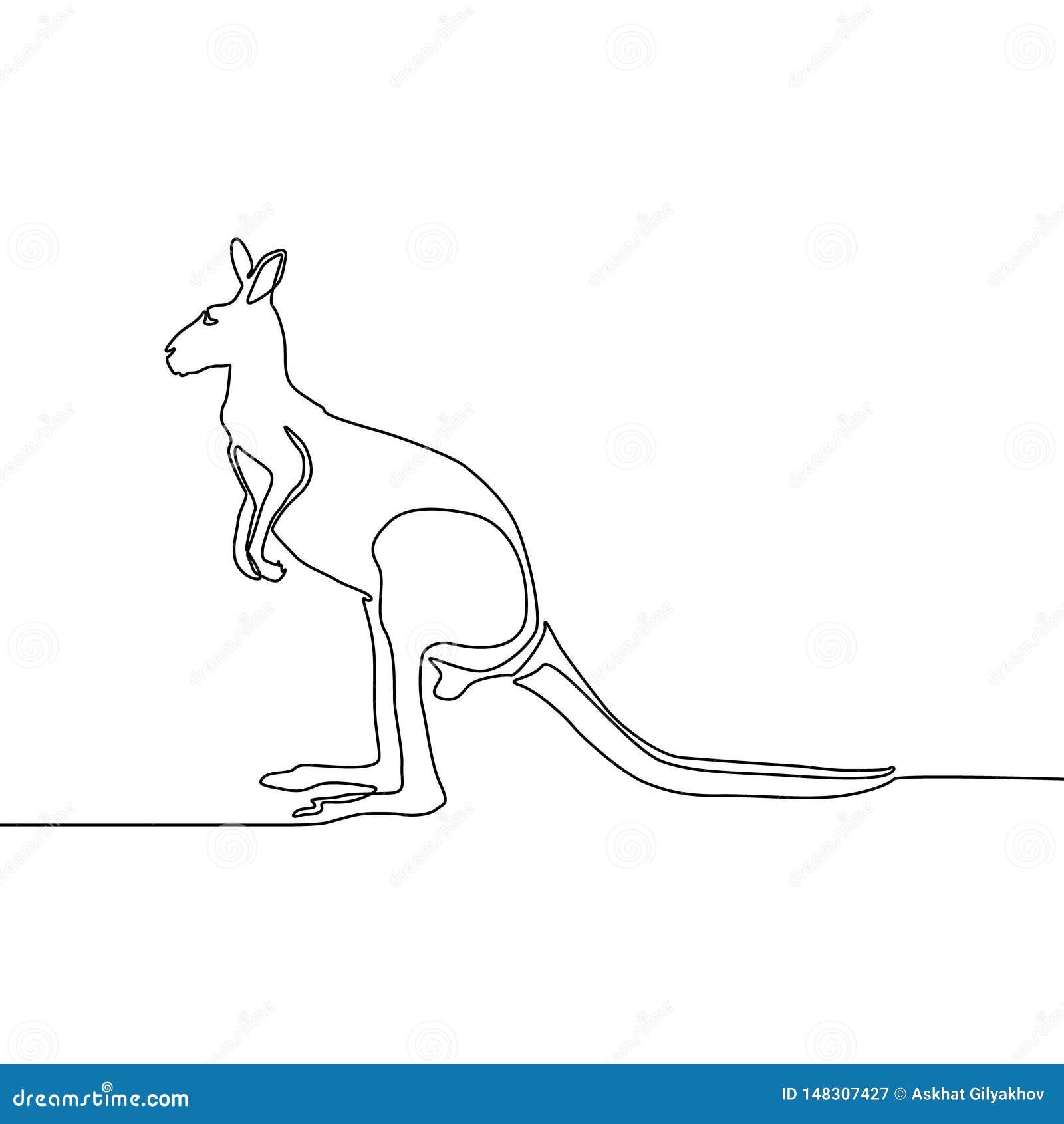 Kangaroo Continuous One Line Drawing. Vector Illustration. Stock Vector ...