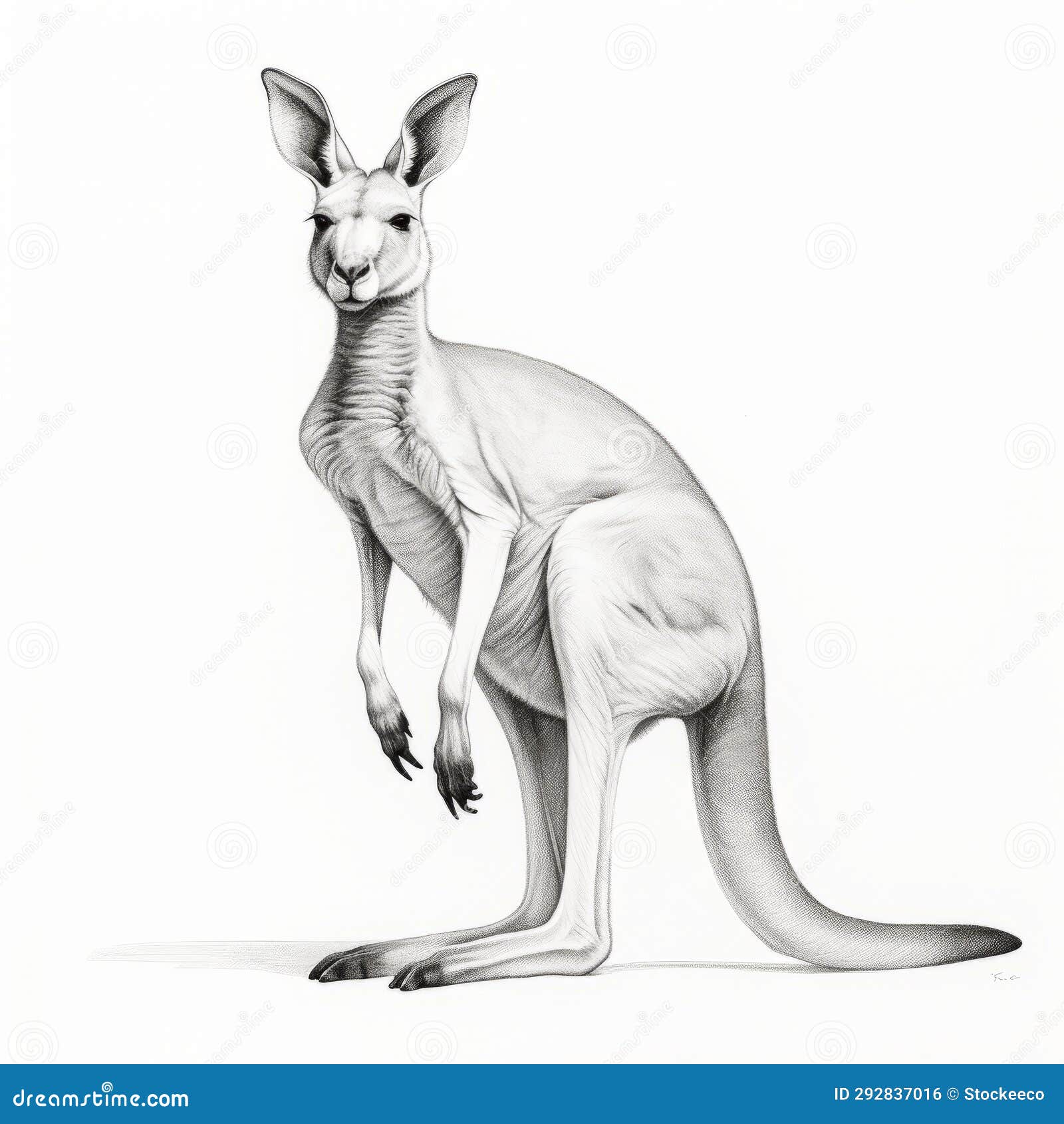 Hyperrealistic Australian Kangaroo Drawing with Bold Defined Lines ...