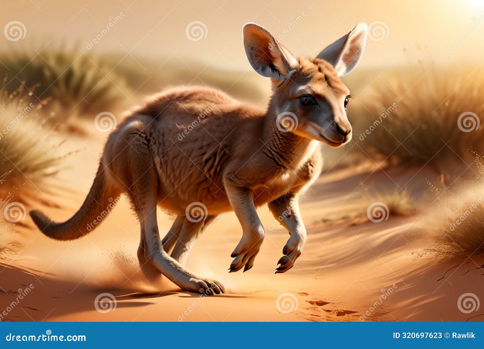 Kangaroo in the Desert, Hot Summer Stock Image - Image of wild, life ...