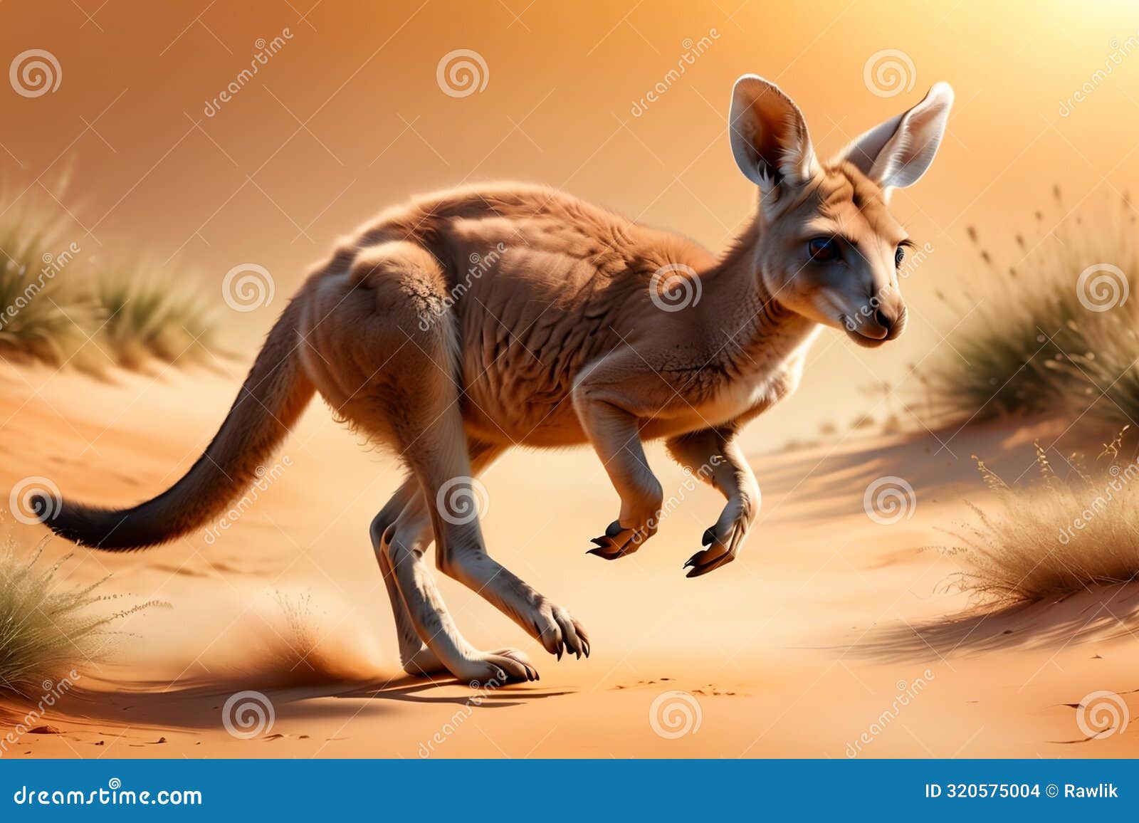 Kangaroo in the Desert, Hot Summer Stock Photo - Image of exotic ...