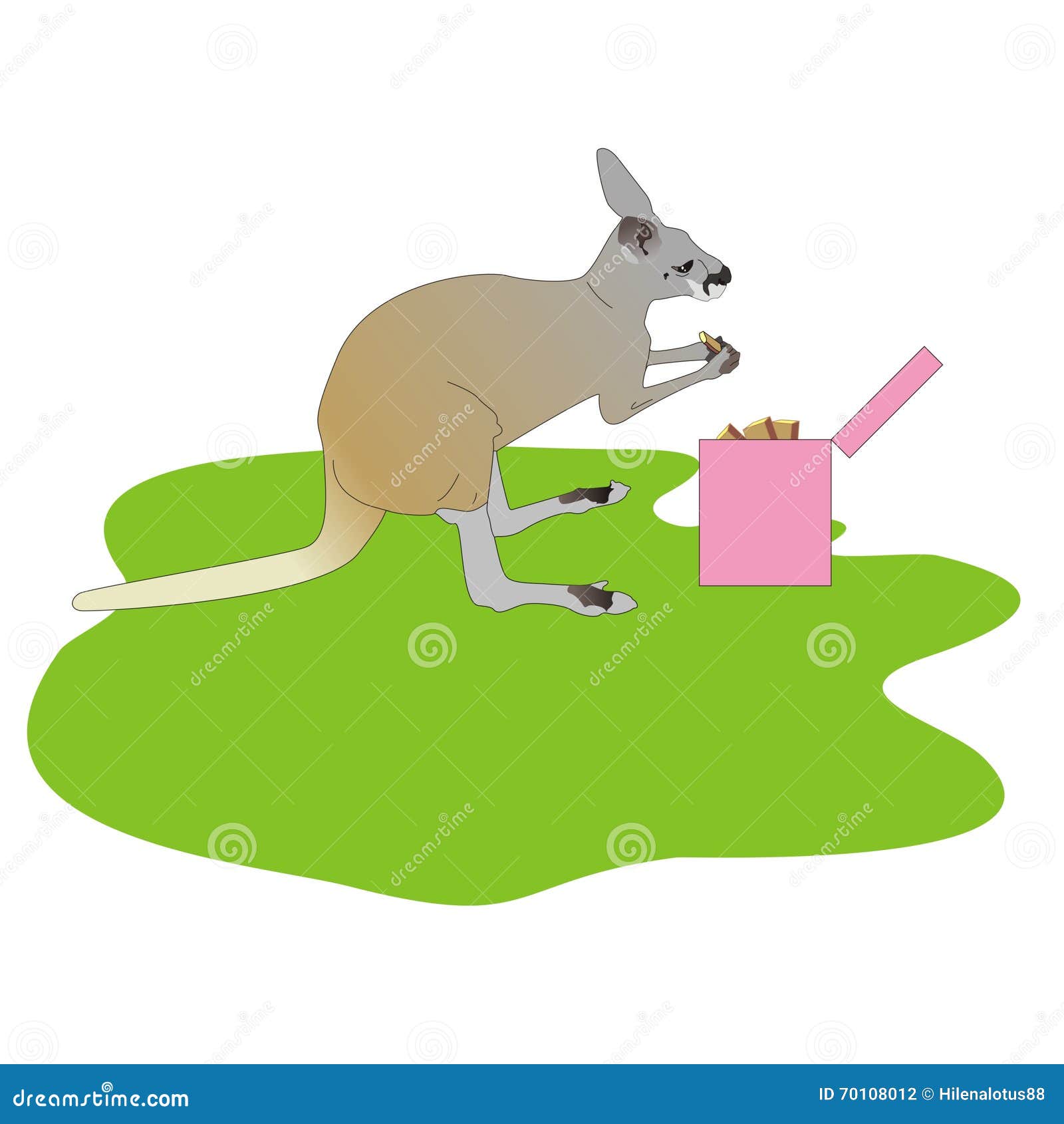 Kangaroo eating crackers stock illustration. Illustration of beautiful ...