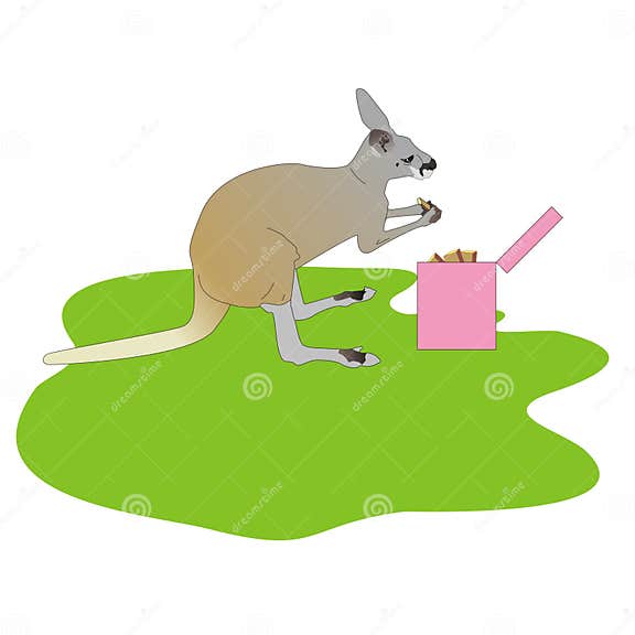 Kangaroo eating crackers stock illustration. Illustration of beautiful ...