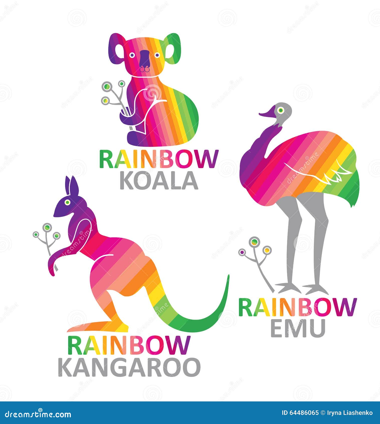 Kangaroo Emu Koala Design Template Stock Illustrations – 68 Kangaroo ...