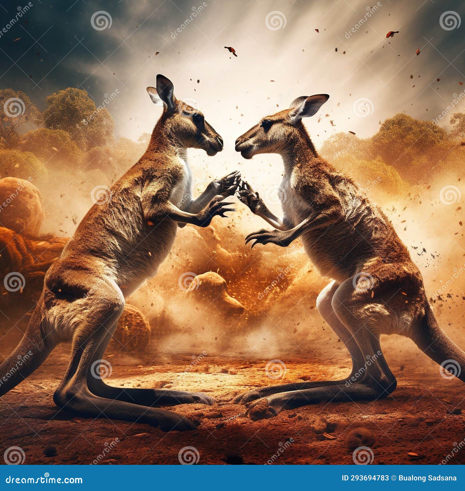 Kangaroo Fight stock illustration. Illustration of mammals - 293694783