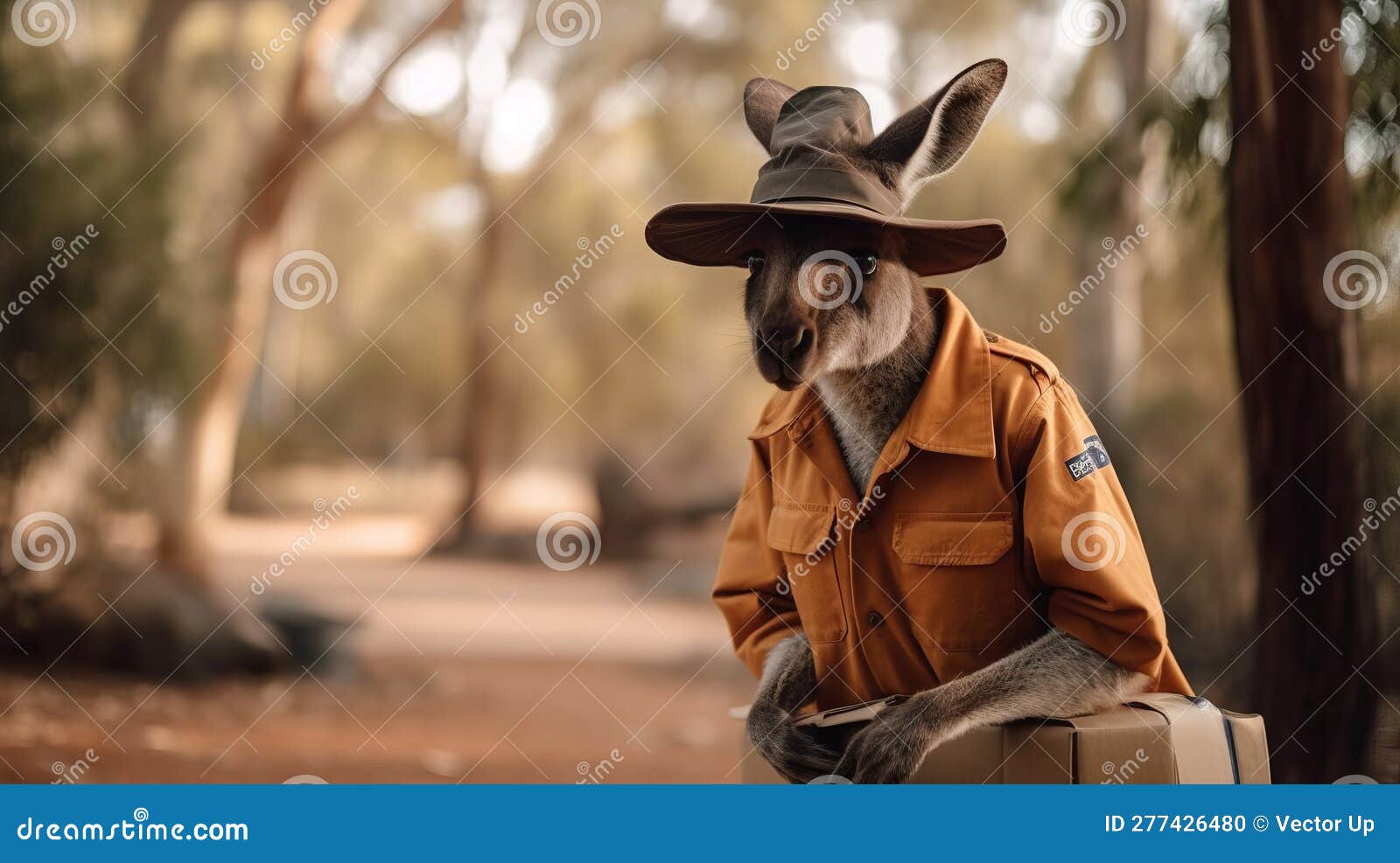 Kangaroo in the Form of a Delivery Man and a Cap. Generative AI Stock ...