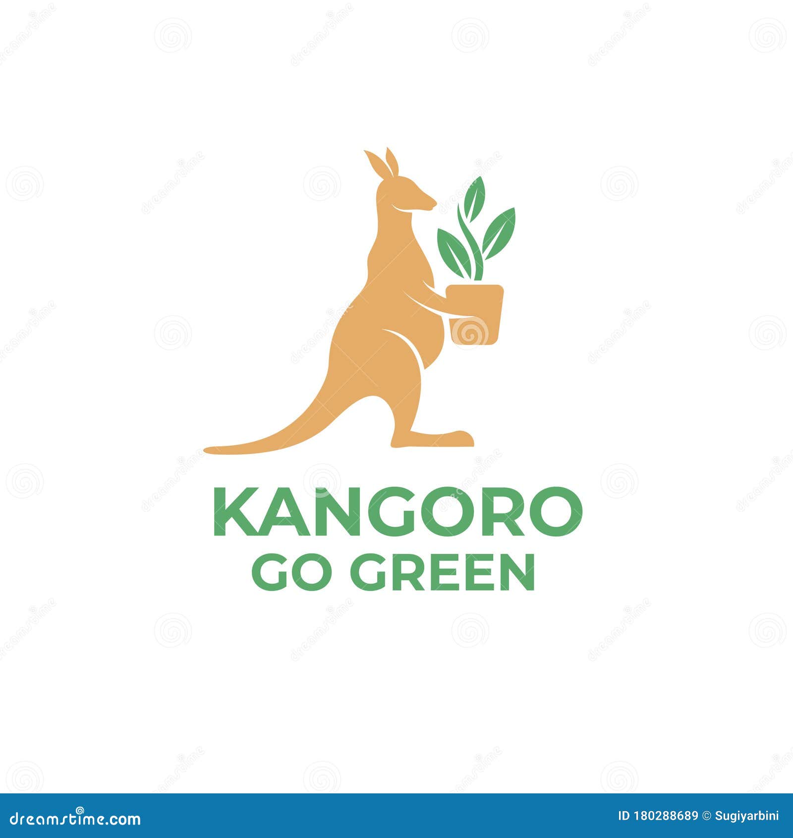 Green Kangaroo Icon In Orange Background. Vector Illustration ...