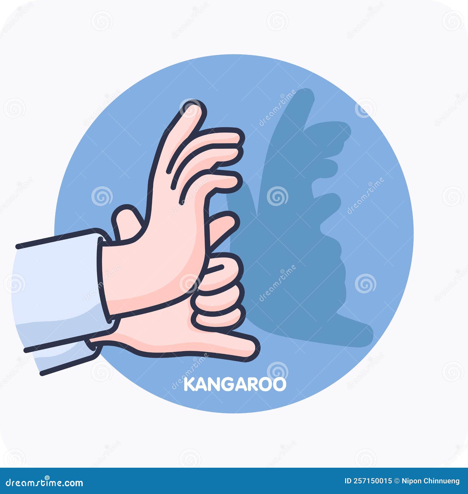 Kangaroo in Hand Shadow Art Stock Vector - Illustration of focus ...