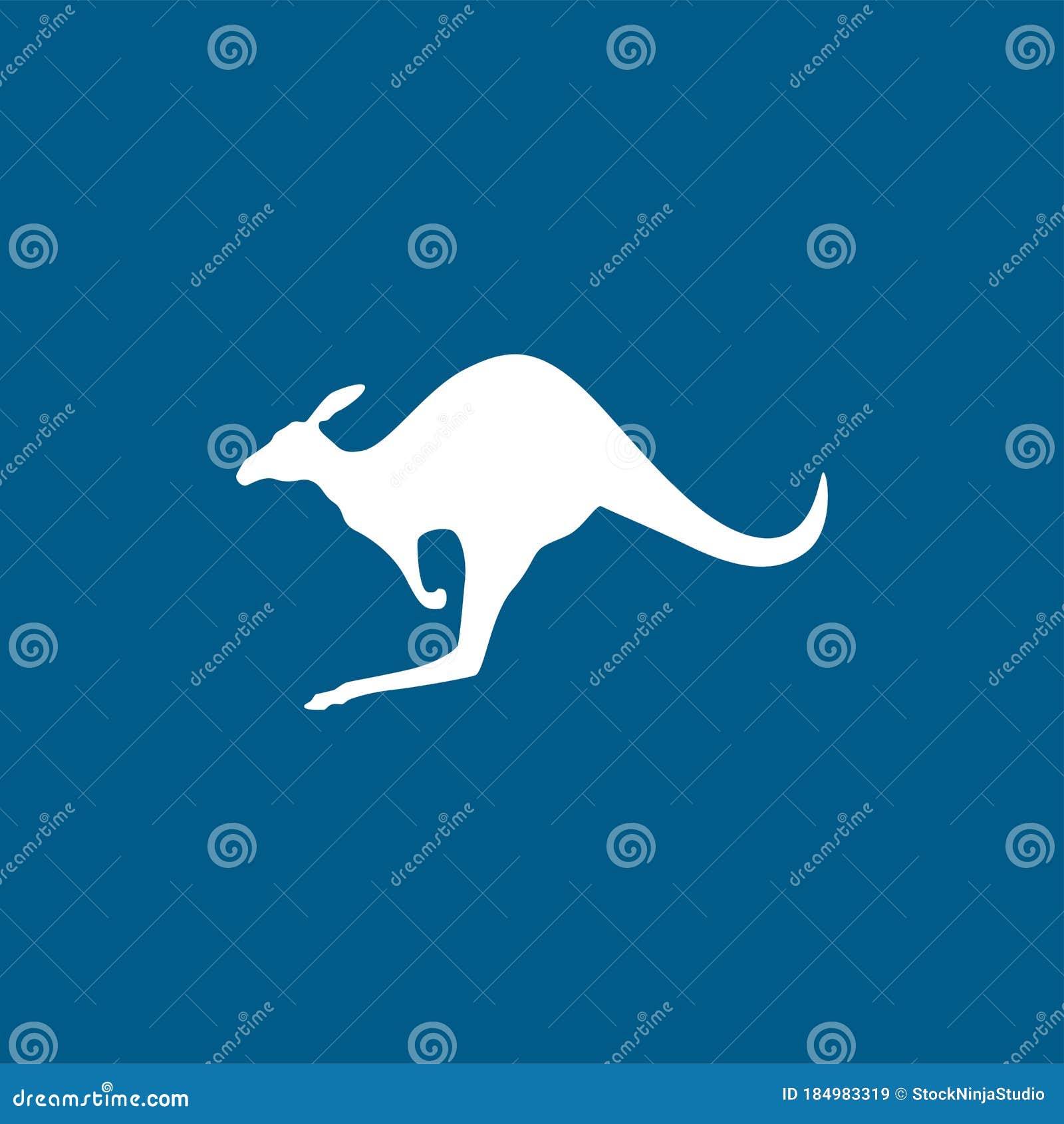 Kangaroo Icon on Blue Background. Blue Flat Style Vector Illustration ...