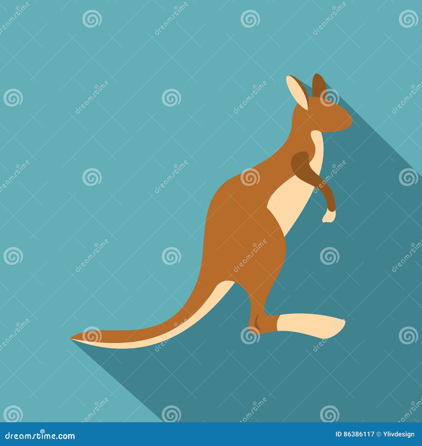 Kangaroo icon, flat style stock vector. Illustration of wildlife - 86386117