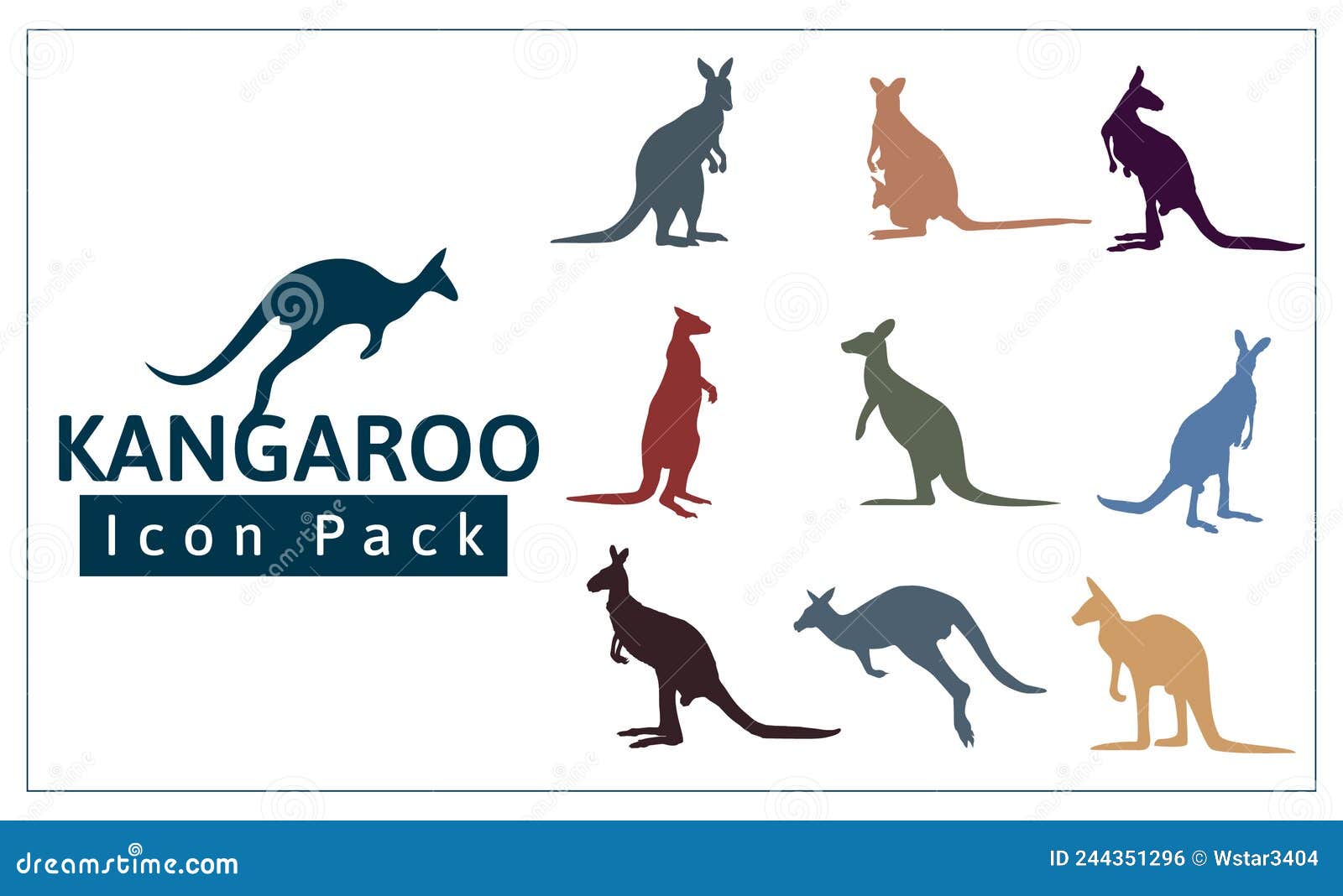 Kangaroo Icon Set Vector Illustration Stock Vector - Illustration of ...