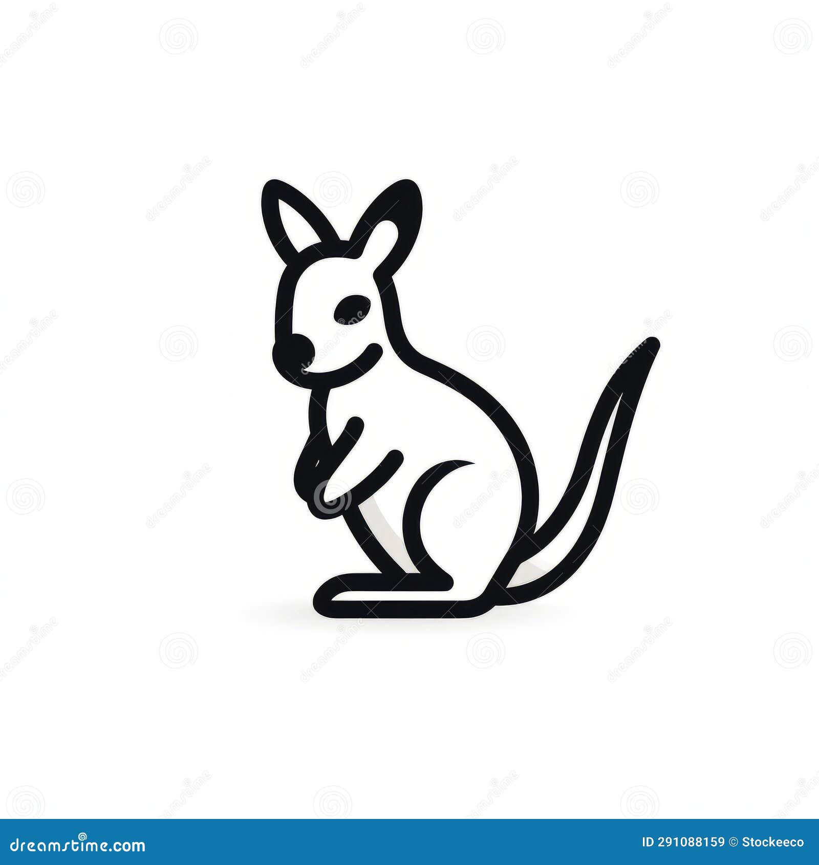 Bold and Clean Kangaroo Icon in Black and White Stock Illustration - Illustration of lines, line ...
