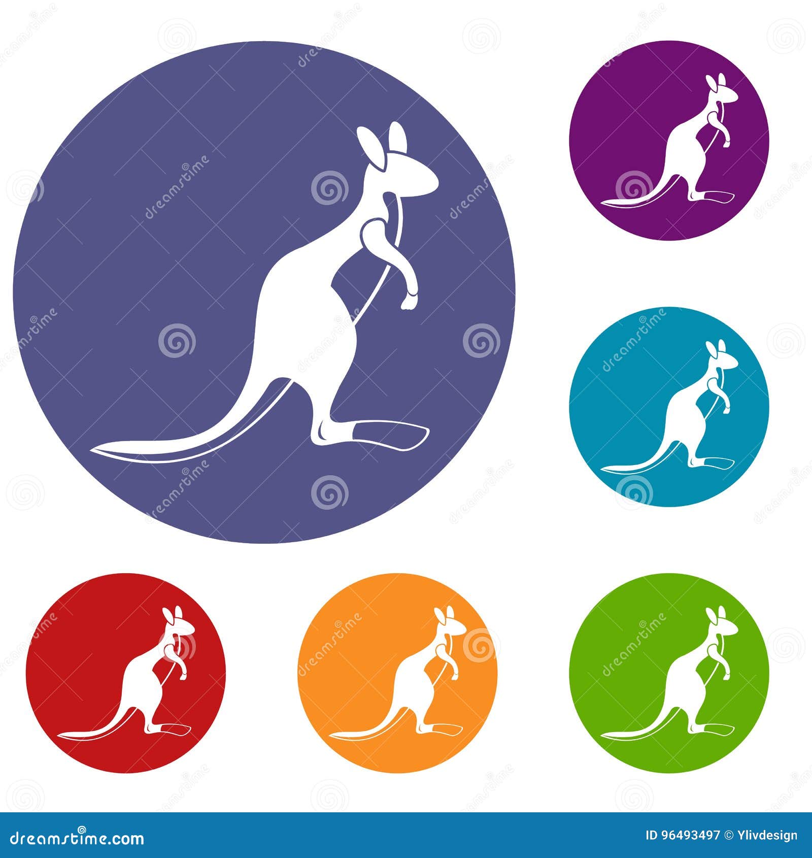 Kangaroo icons set stock vector. Illustration of cute - 96493497