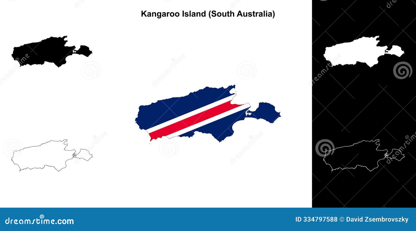 Kangaroo Island Outline Map Stock Vector - Illustration of atlas ...