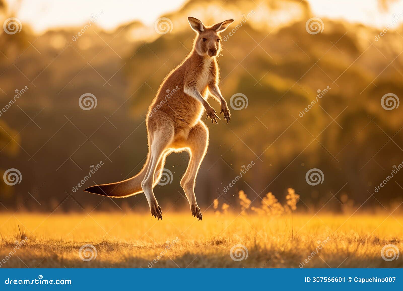 Kangaroo Jump on Meadow by Generative AI Stock Illustration ...
