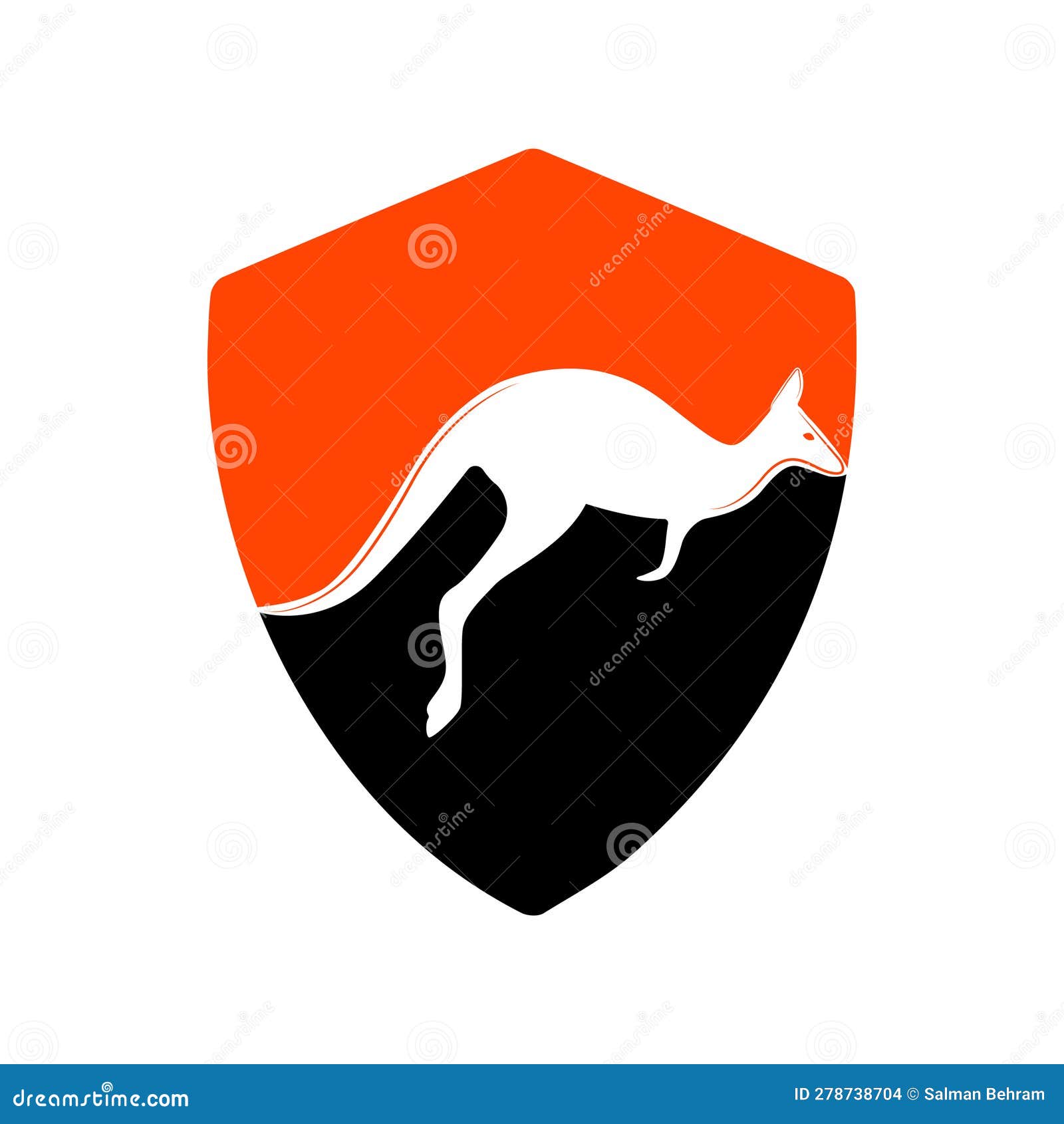Kangaroo Jumping Logo Template Vector Illustration Inside a Shape of Shield. Stock Vector ...
