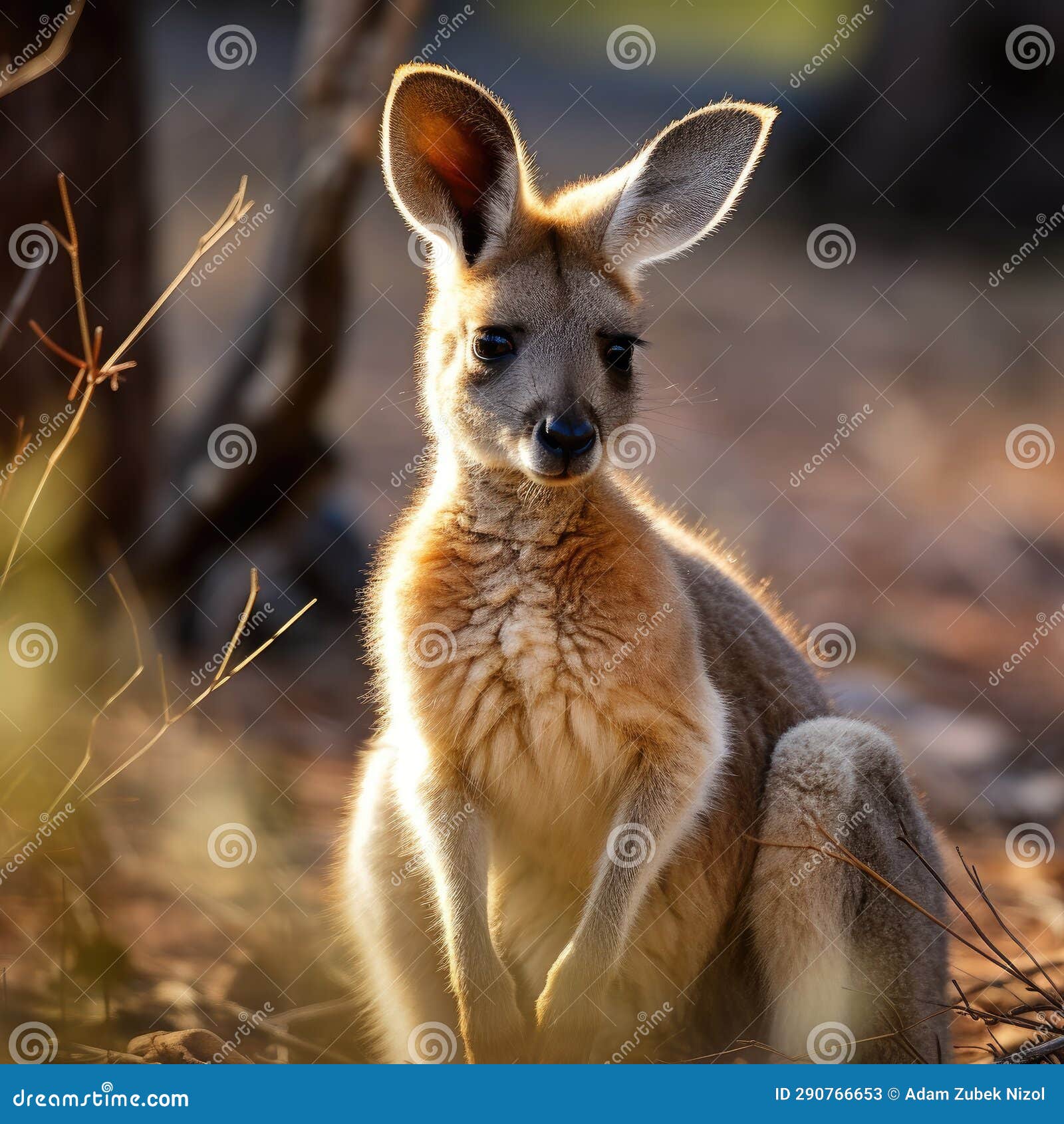 A kangaroo with large ears stock image. Image of standing - 290766653