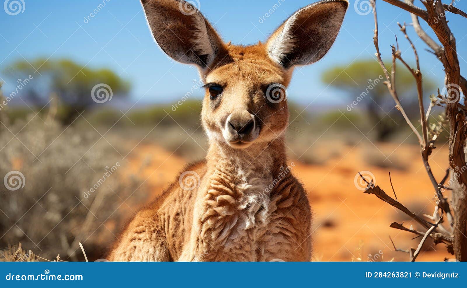 A Kangaroo with Large Ears. Generative AI. Stock Image - Image of young ...