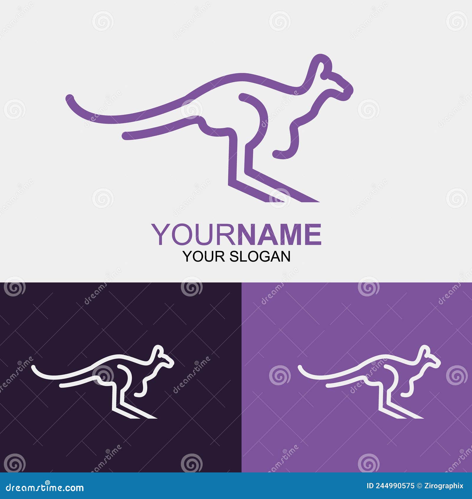 KANGAROO Line Type Logo Design Symbol Illustration Stock Illustration ...