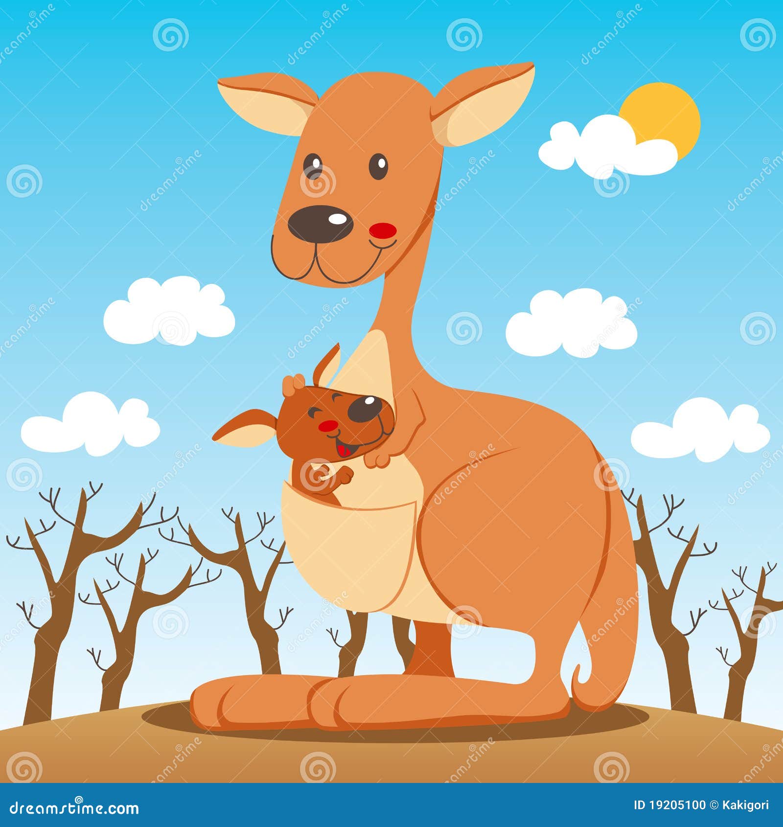 Kangaroo Mom stock vector. Illustration of together, pocket - 19205100