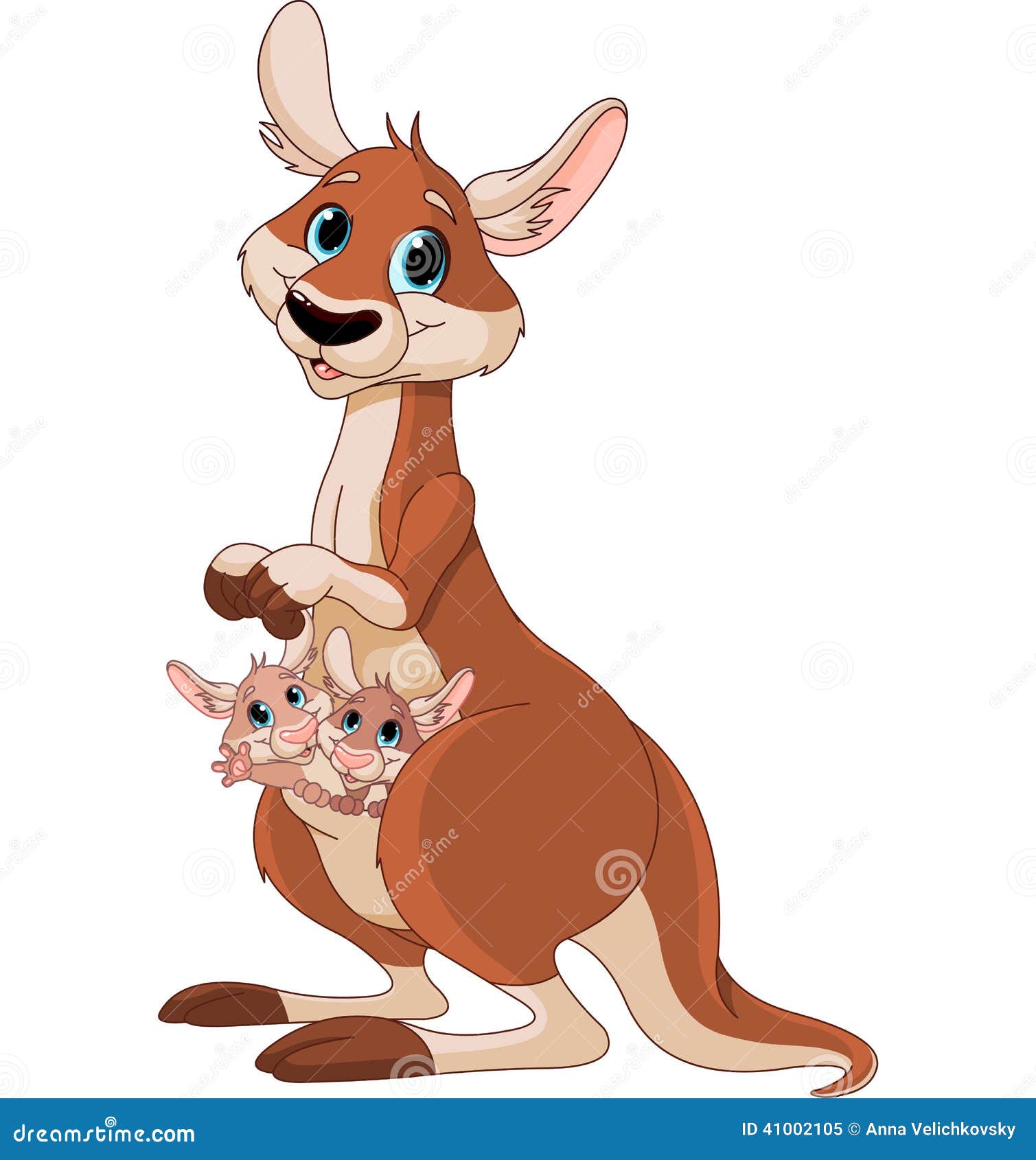 Kangaroo mom and babies stock vector. Illustration of clip - 41002105