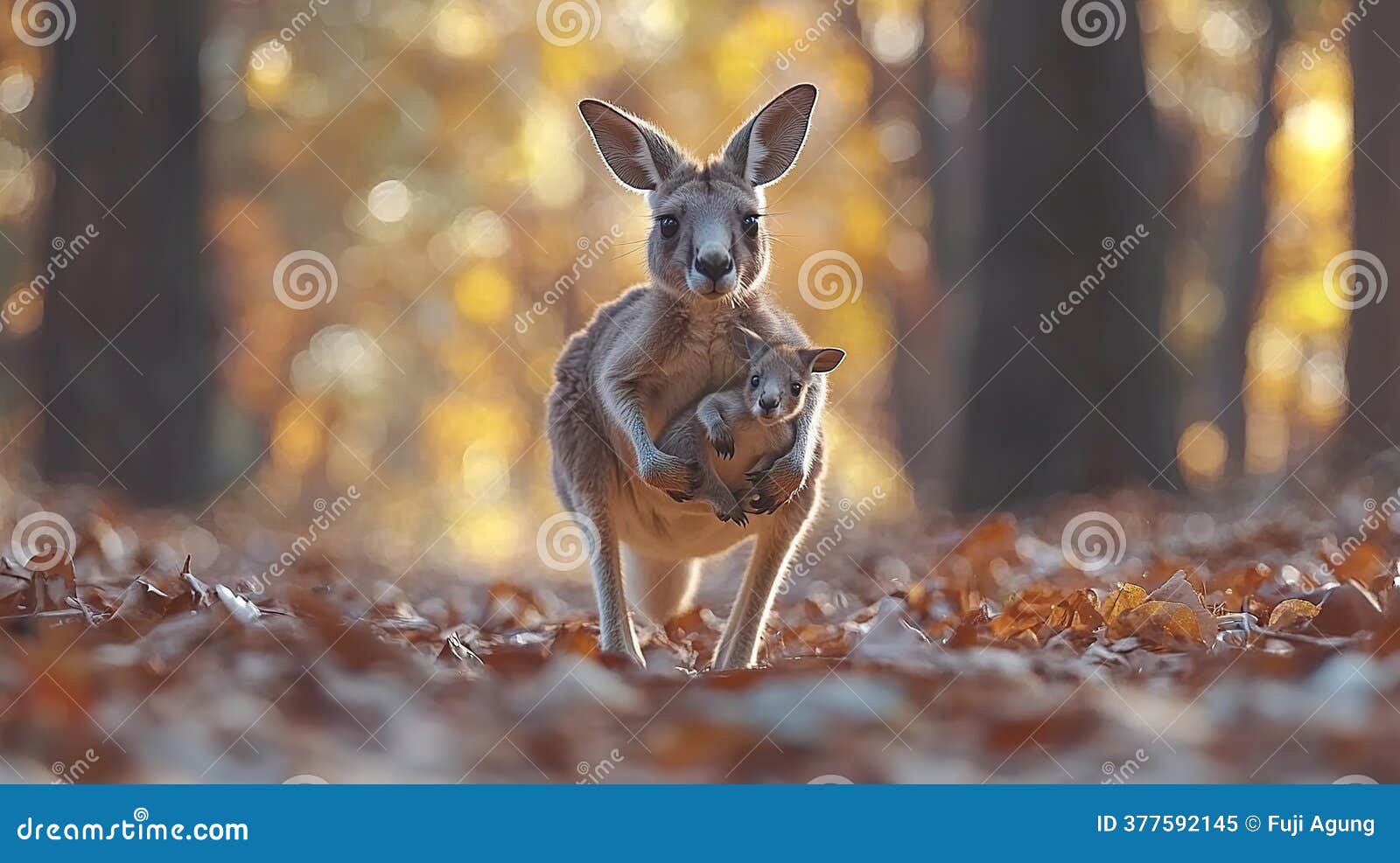 Kangaroo Mother And Joey At Sunset By The Water Royalty-Free Stock ...
