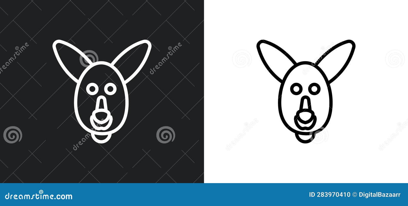 Kangaroo Outline Icon in White and Black Colors. Kangaroo Flat Vector ...
