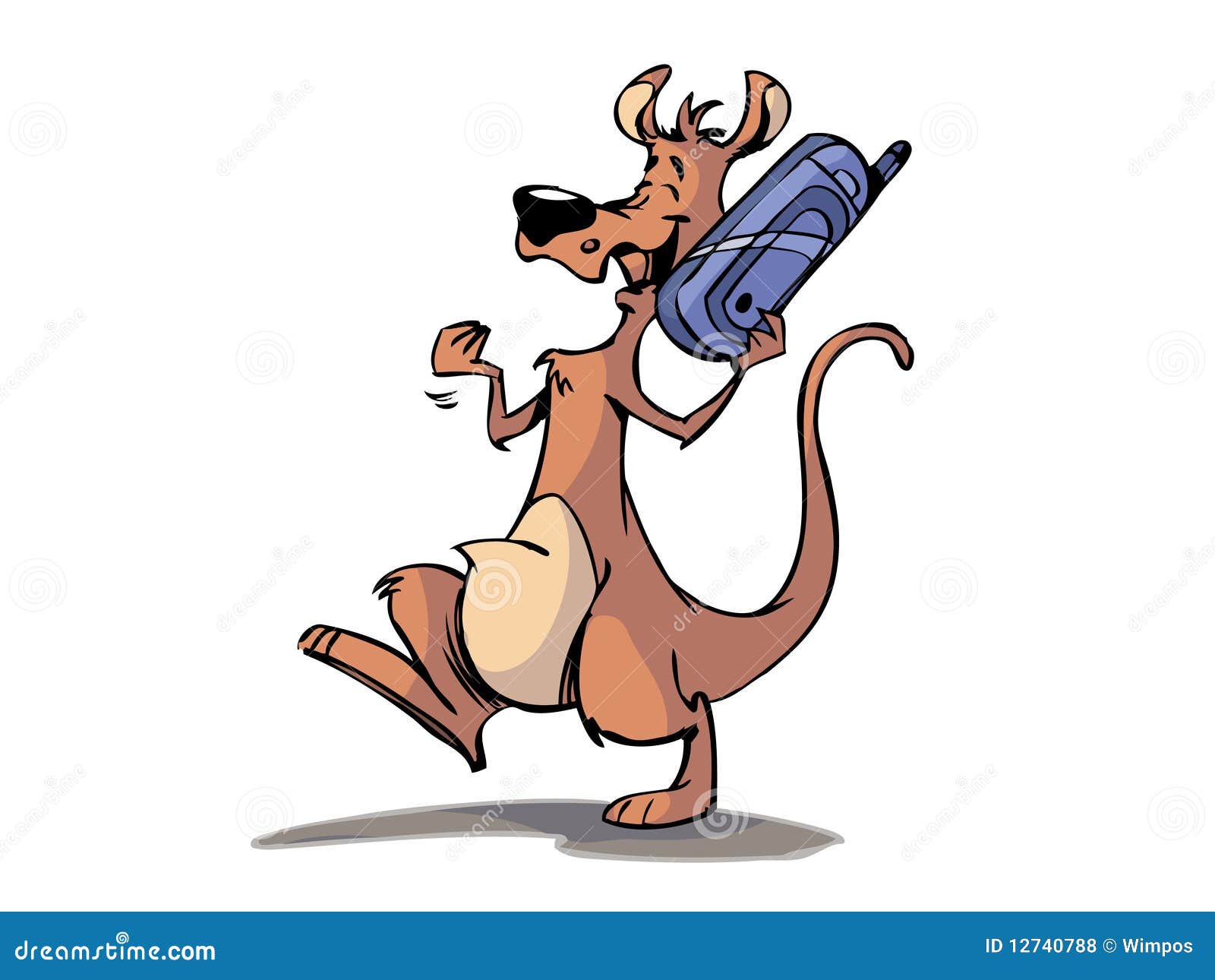 Kangaroo on the phone stock illustration. Illustration of talking ...