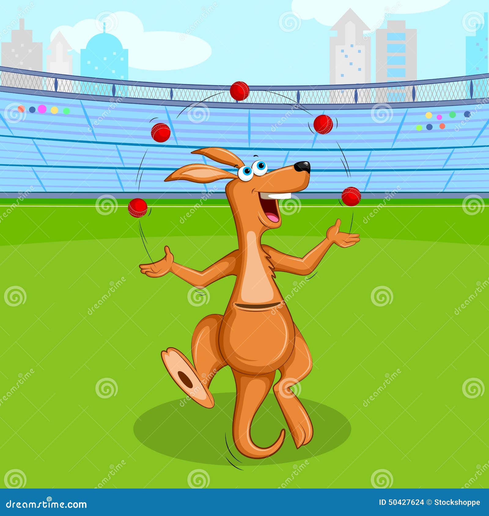 Kangaroo With A Cub Playing The Drum. Vector Color Image Of A Cartoon ...