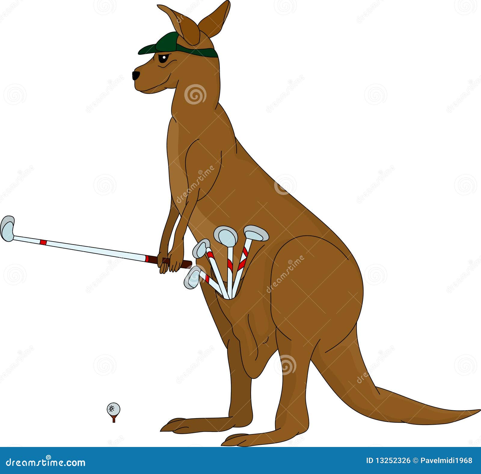 Kangaroo With A Cub Playing The Drum. Vector Color Image Of A Cartoon ...