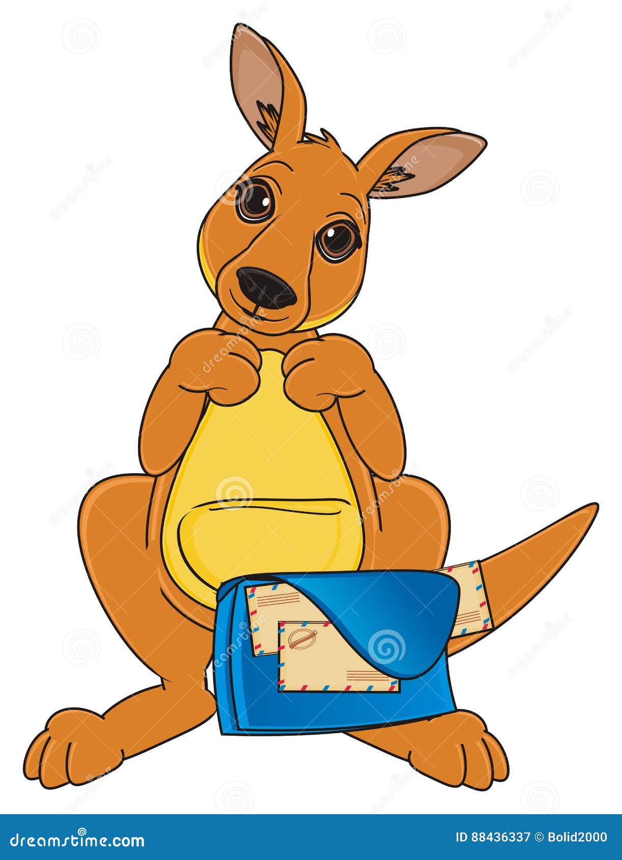 Kangaroo and post stock illustration. Illustration of envelope - 88436337