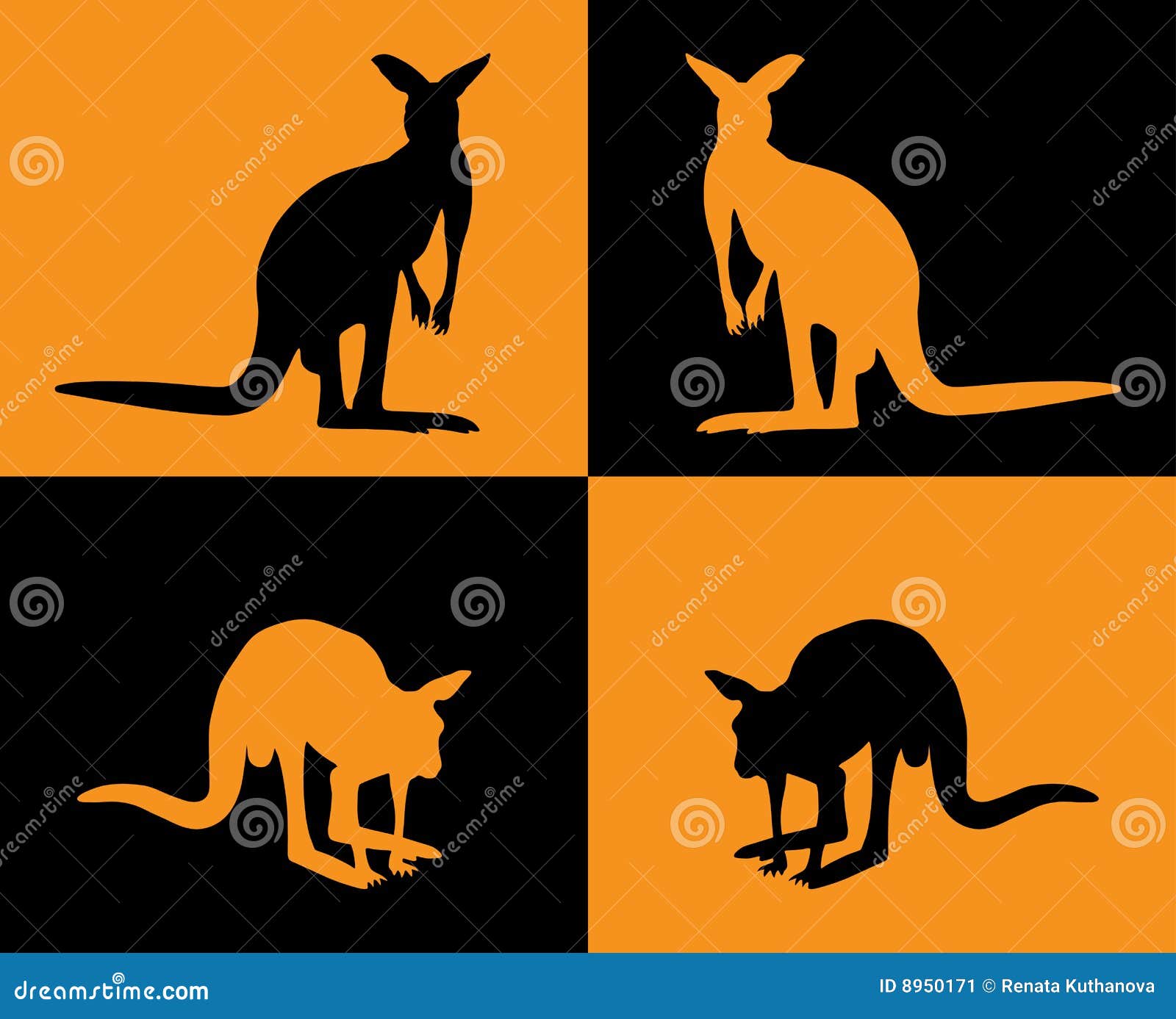 Kangaroo silhouette stock illustration. Illustration of element - 8950171