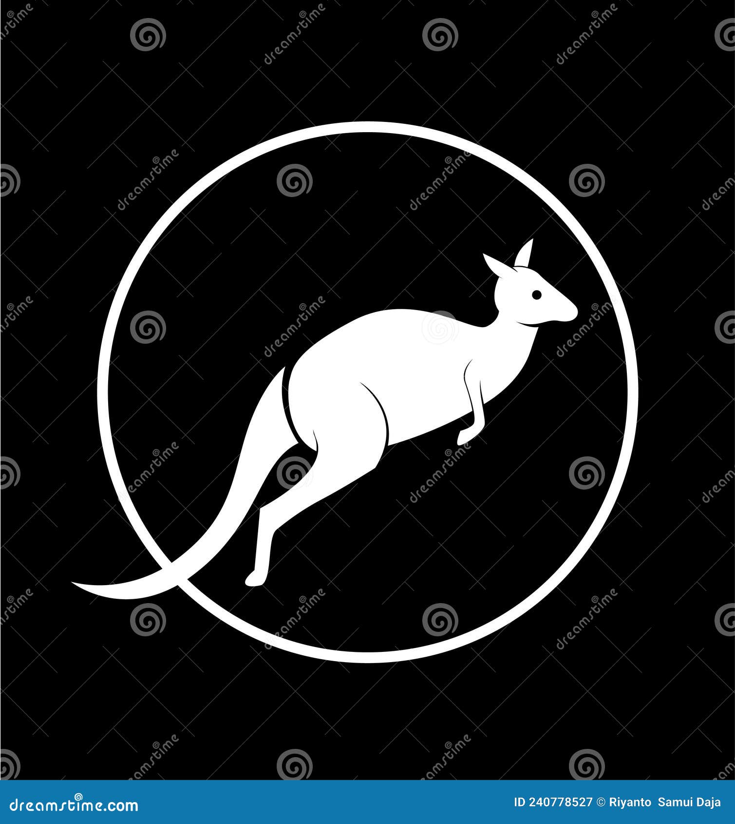 Kangaroo Silhouette with Circle on a Black Background Illustration ...