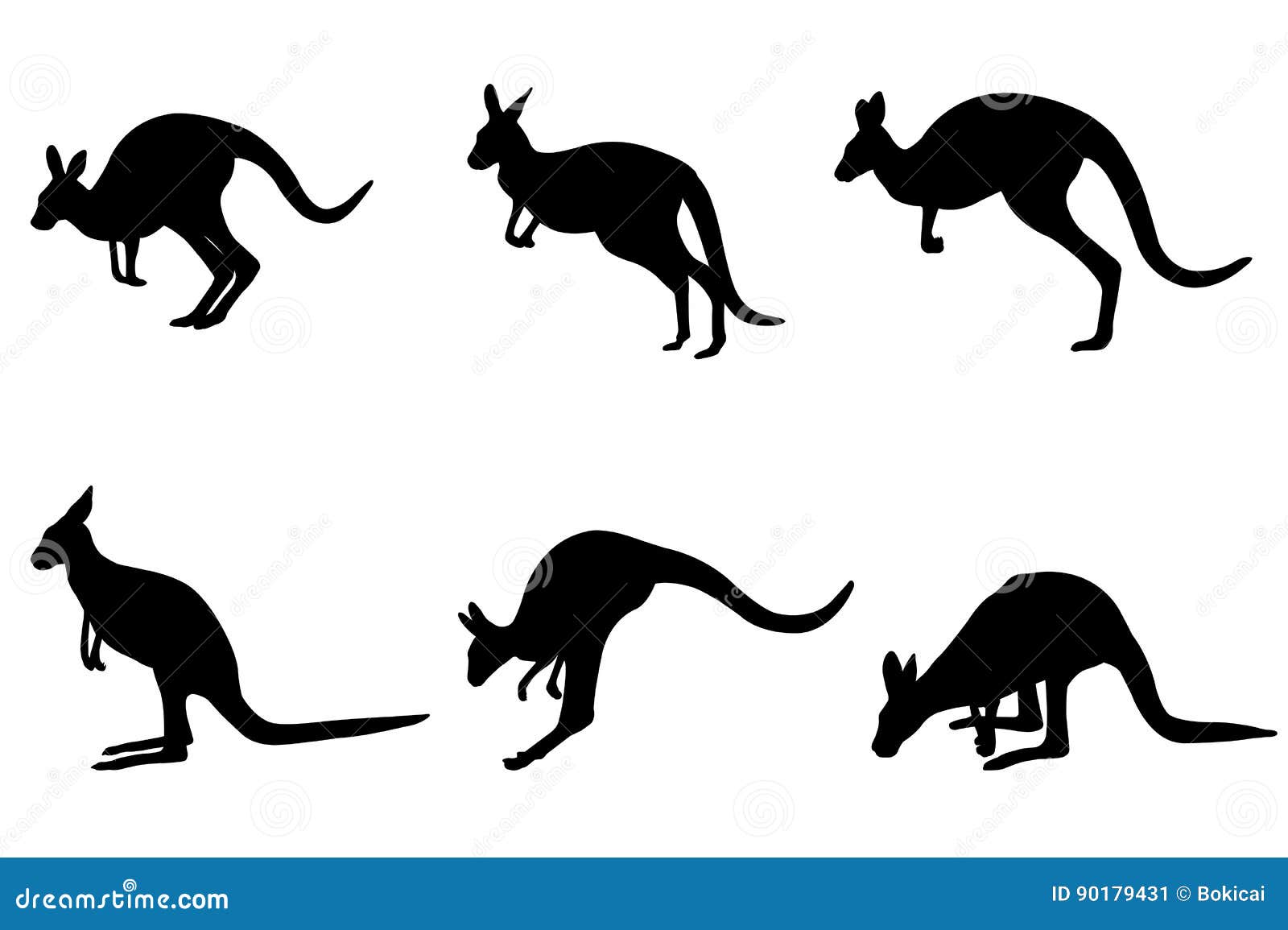 Kangaroo silhouettes stock vector. Illustration of australian - 90179431