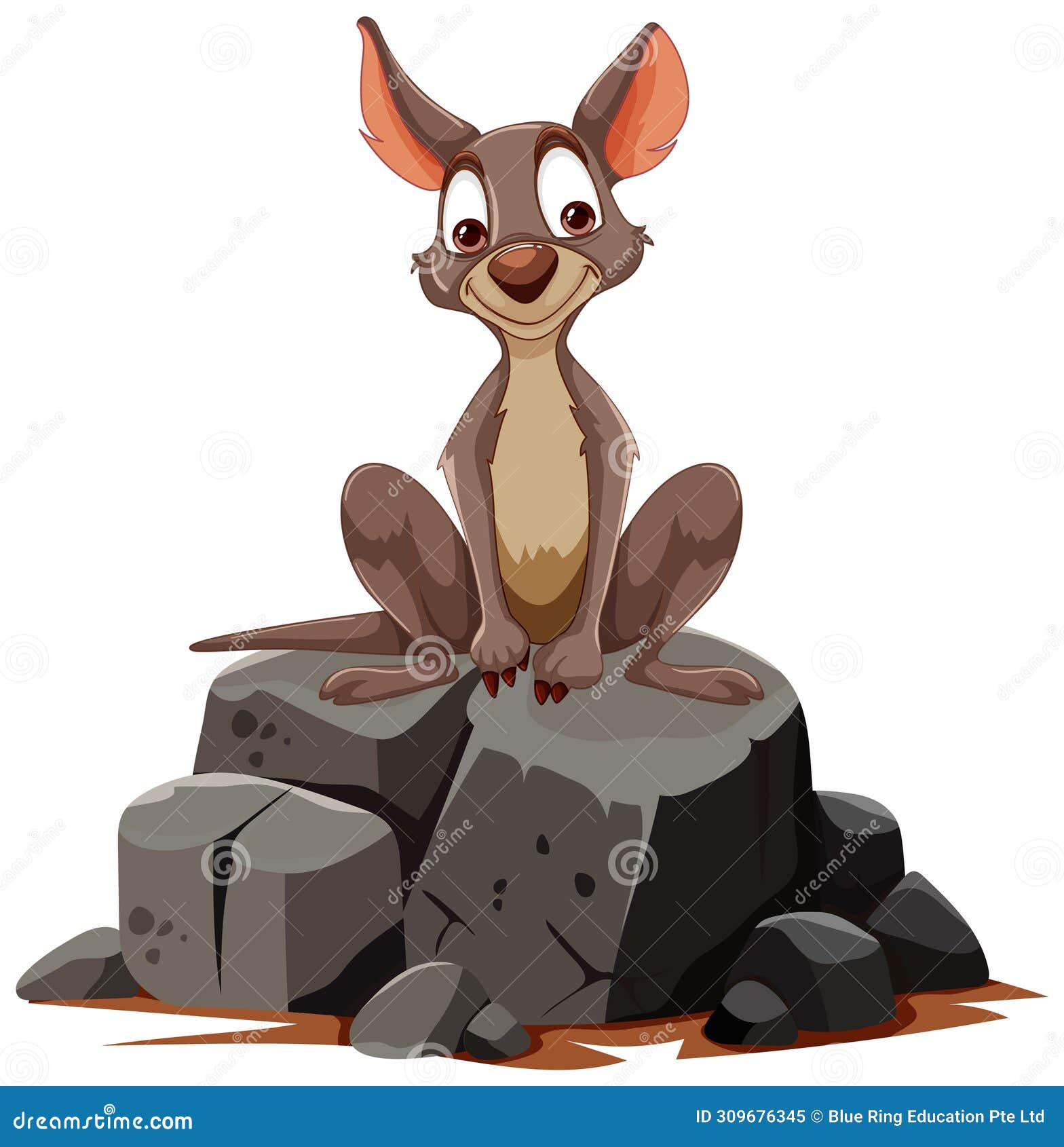 A Kangaroo Sitting Atop Stones Stock Vector - Illustration of artwork ...