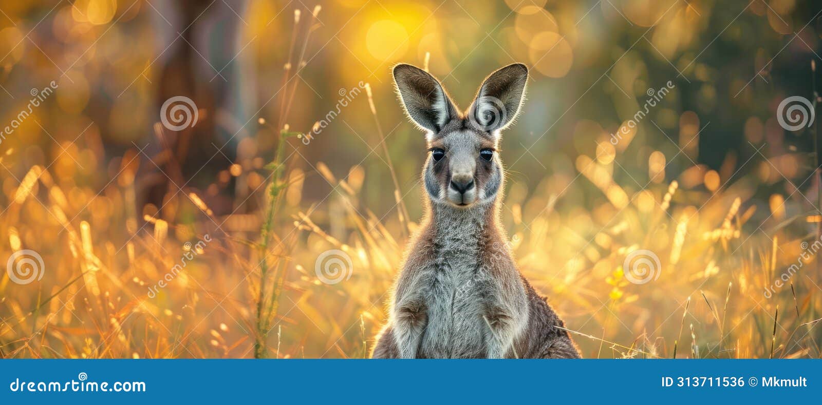 Kangaroo Sitting in Tall Grass Stock Illustration - Illustration of ...