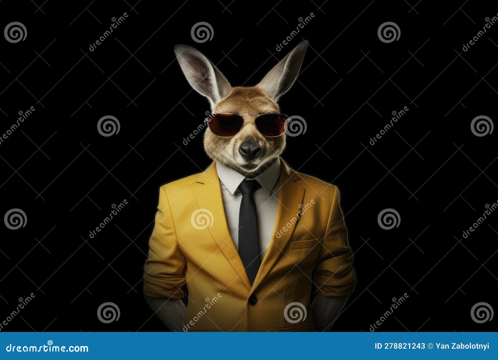 A Dapper Kangaroo In A Three-piece Suit, Confidently Holding A ...