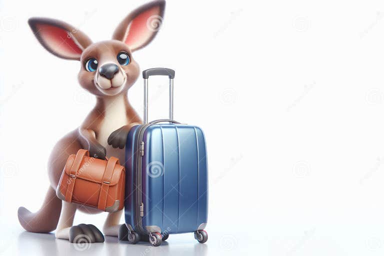 Kangaroo with Suitcases Preparing for the Journey. Space for Text ...